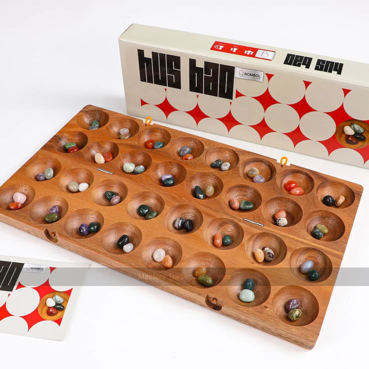 Rombol Wooden Hus Bao Game with Semi-Precious Stones - Walmart.com
