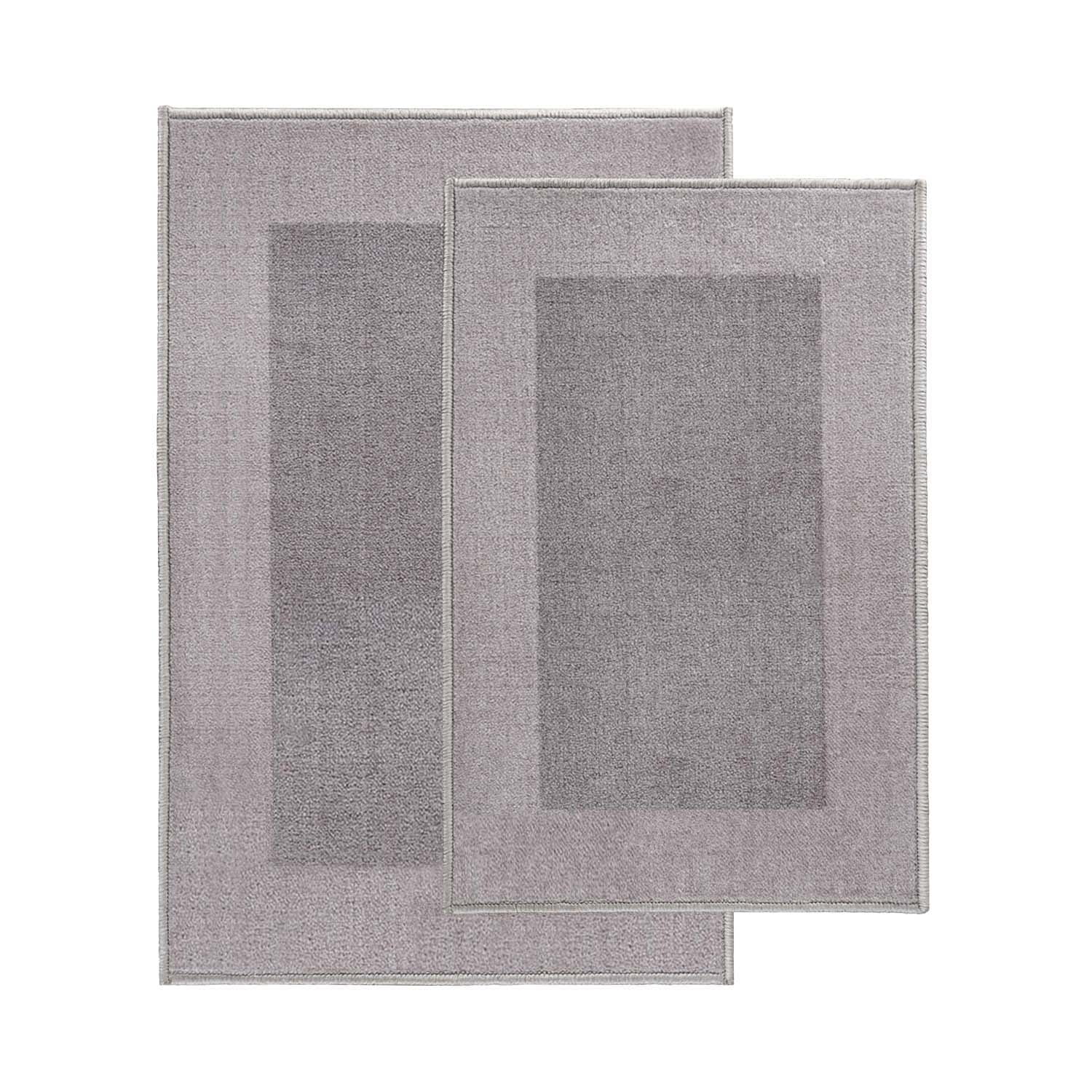 Rome 2-Piece Machine Washable Solid Non-Slip Bath Mat Set, Grey ...