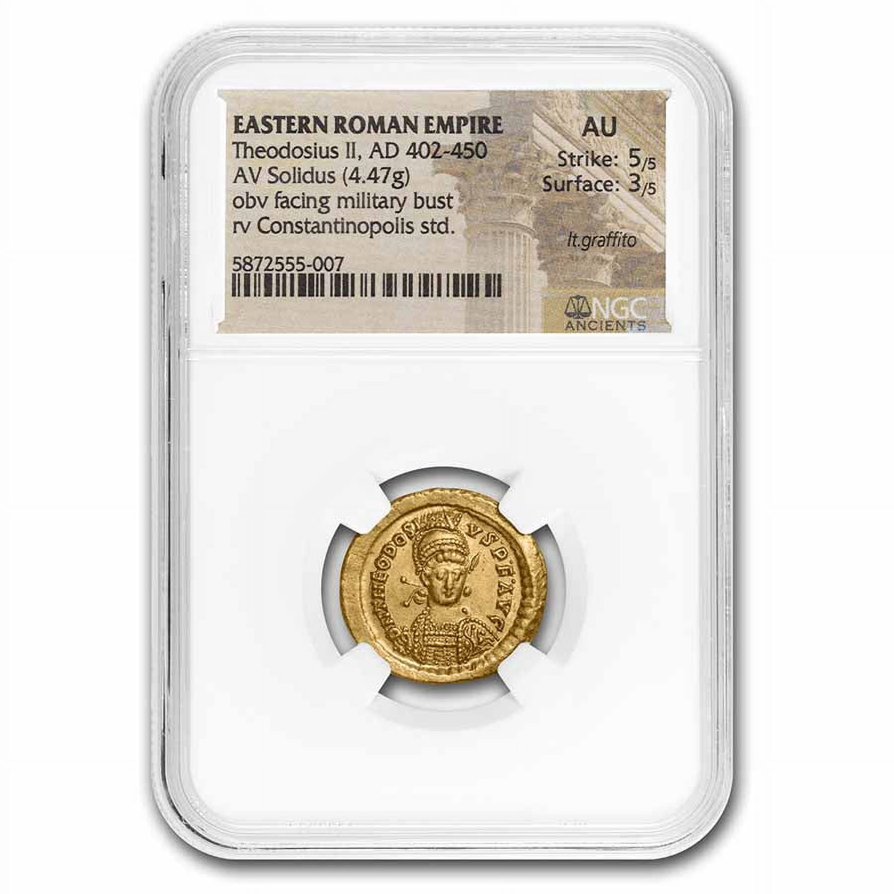 Rome AV Solidus Theodosius II (402-450 AD) AU NGC (RIC X 292) - Walmart.com