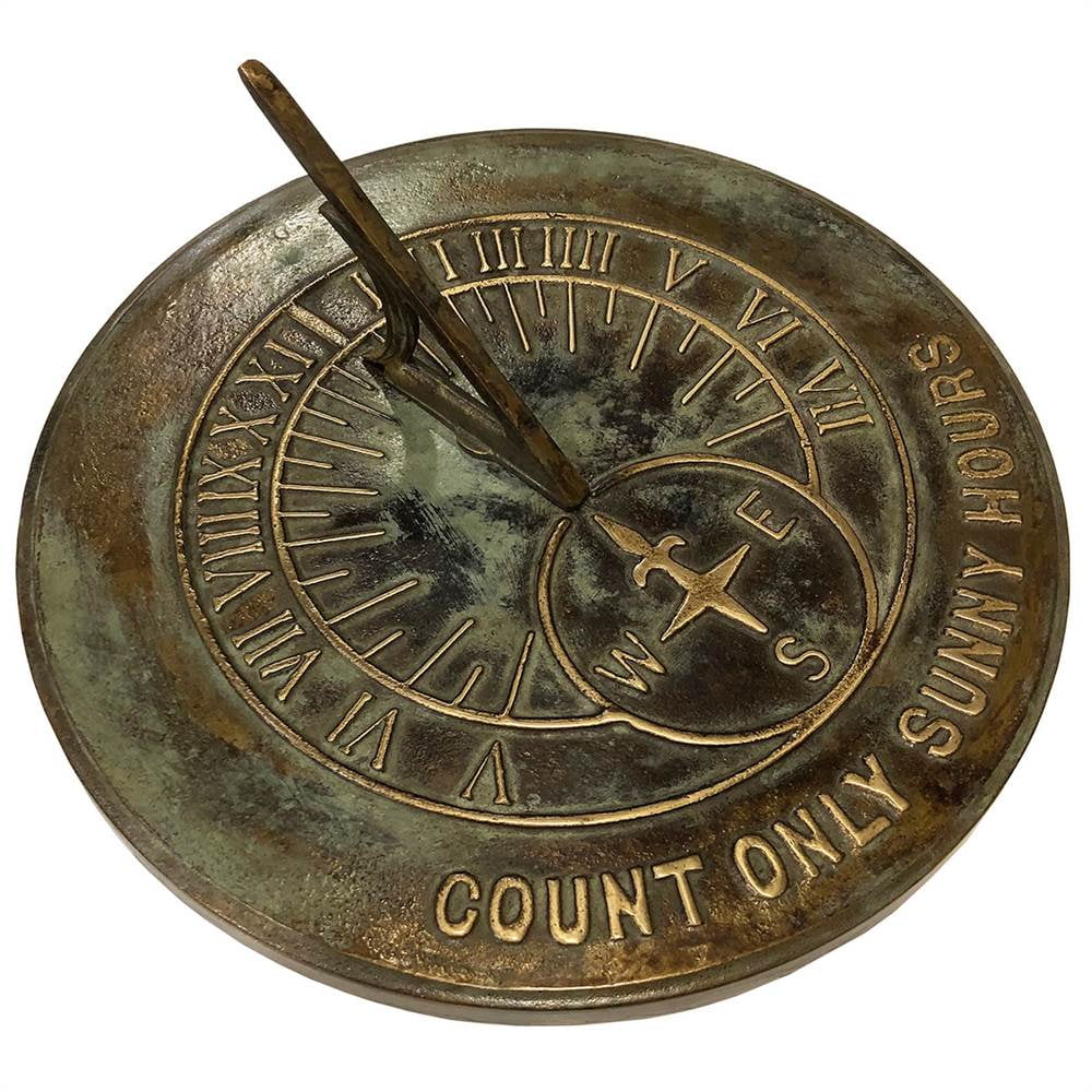 Rome Brass Count Only Sunny Hours Sundial, Aged Patina - Walmart.com
