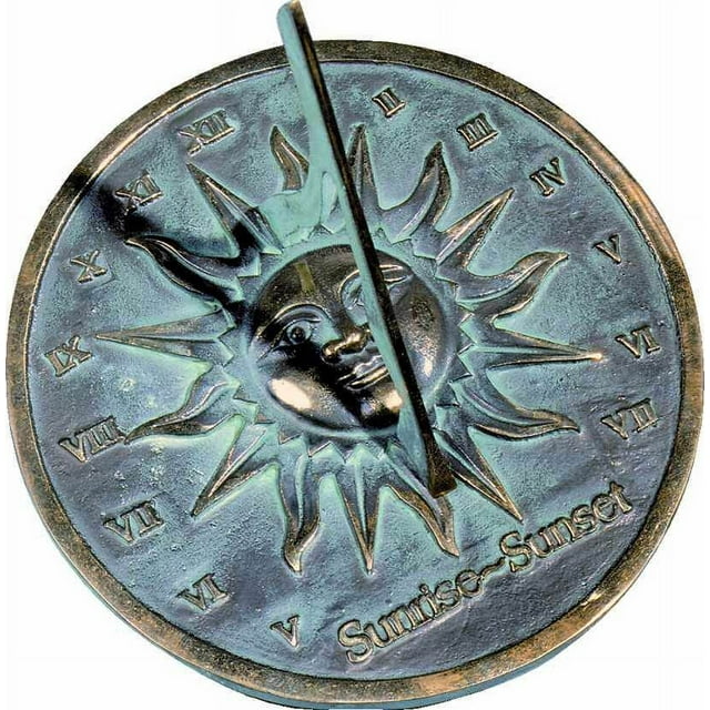 Rome Brass Sunrise & Sunset Sundial, Verdigris, 8.5" dia. - Walmart.com