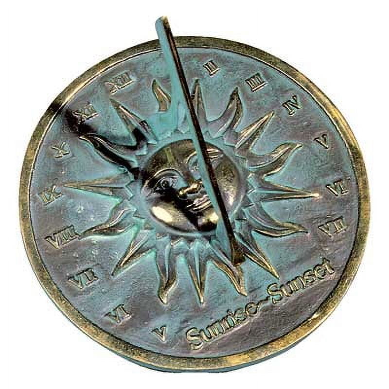 Rome Brass Sunrise & Sunset Sundial, Verdigris, 8.5" dia. - Walmart.com