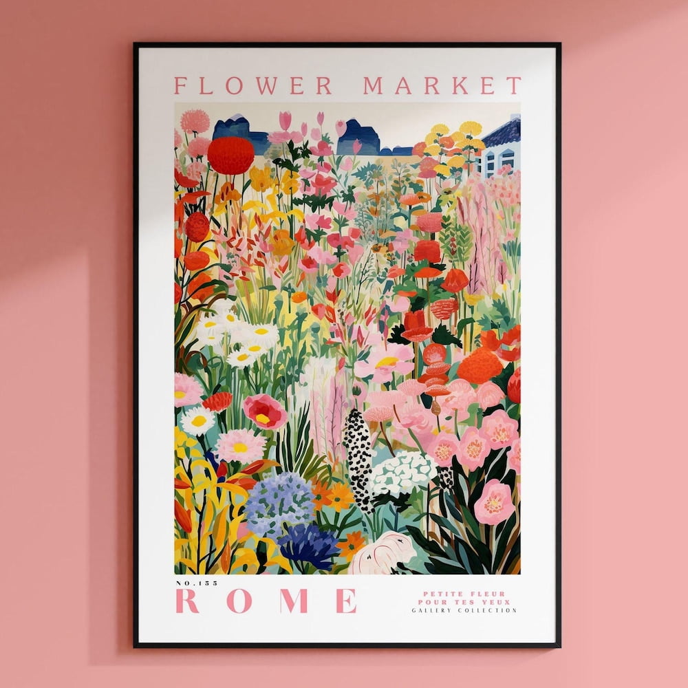 Rome Flower Market Poster, Rome Wall Decor, Rome Poster, Rome Wall Art ...