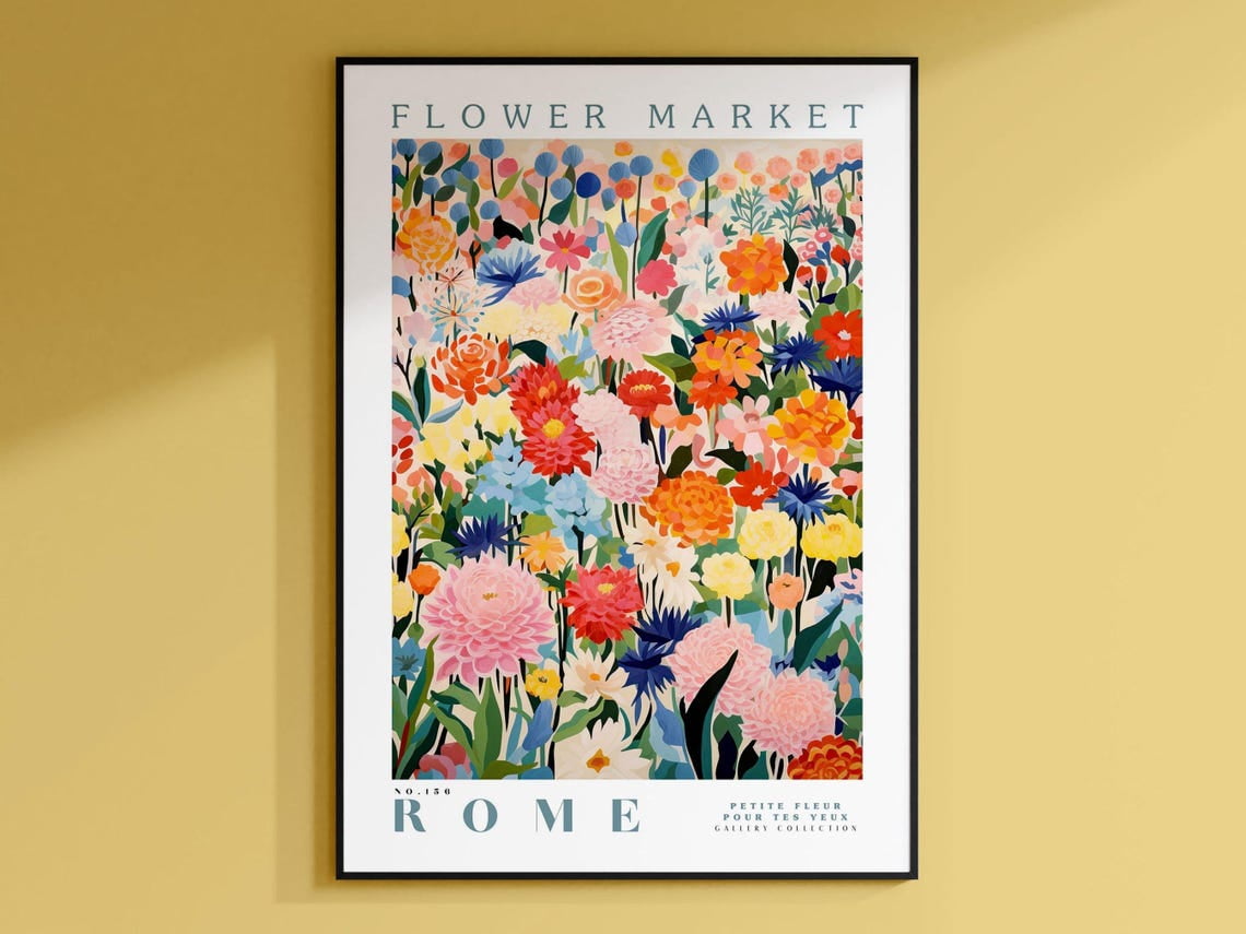 Rome Flower Market Poster, Rome Wall Decor, Rome Poster, Rome Wall Art ...