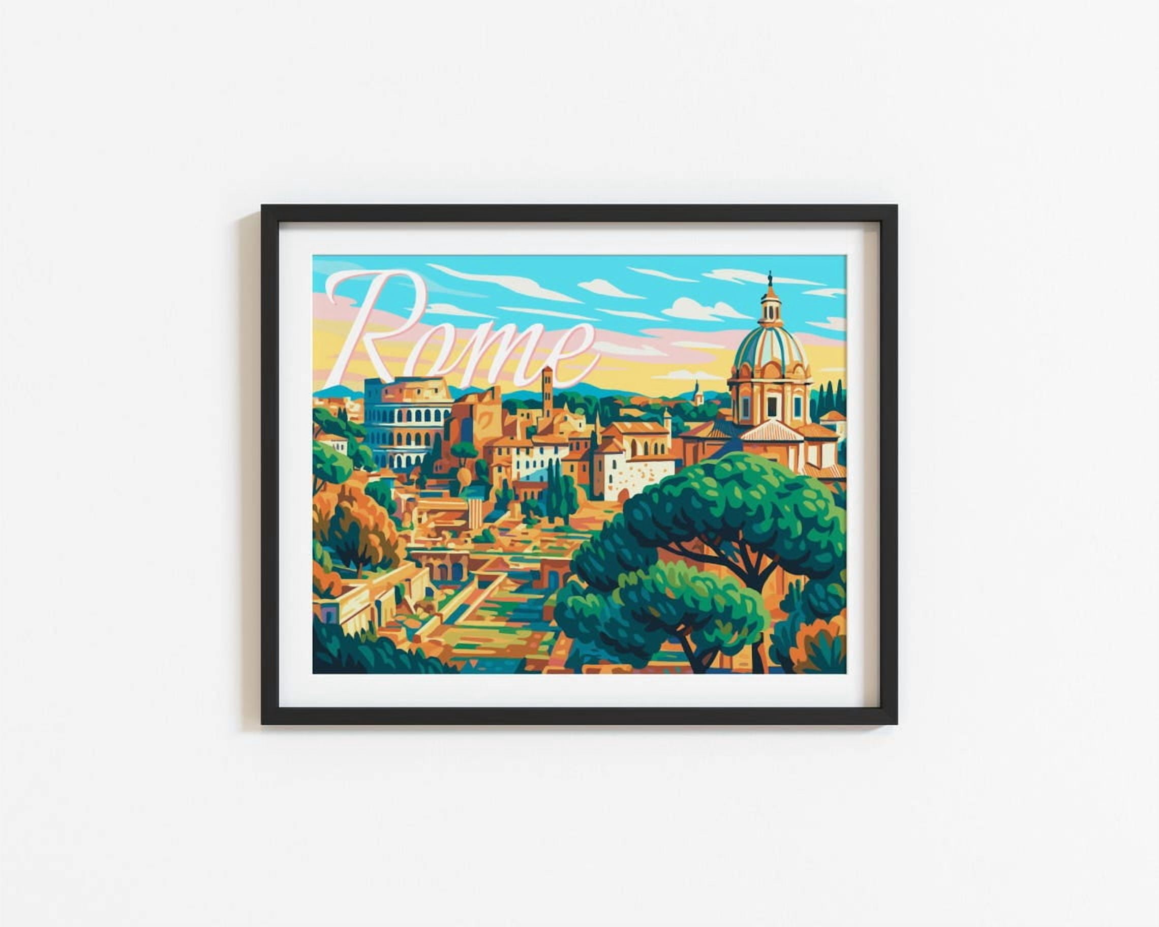Rome Italy Art Poster Modern Destination City Poster Rome Colosseum ...