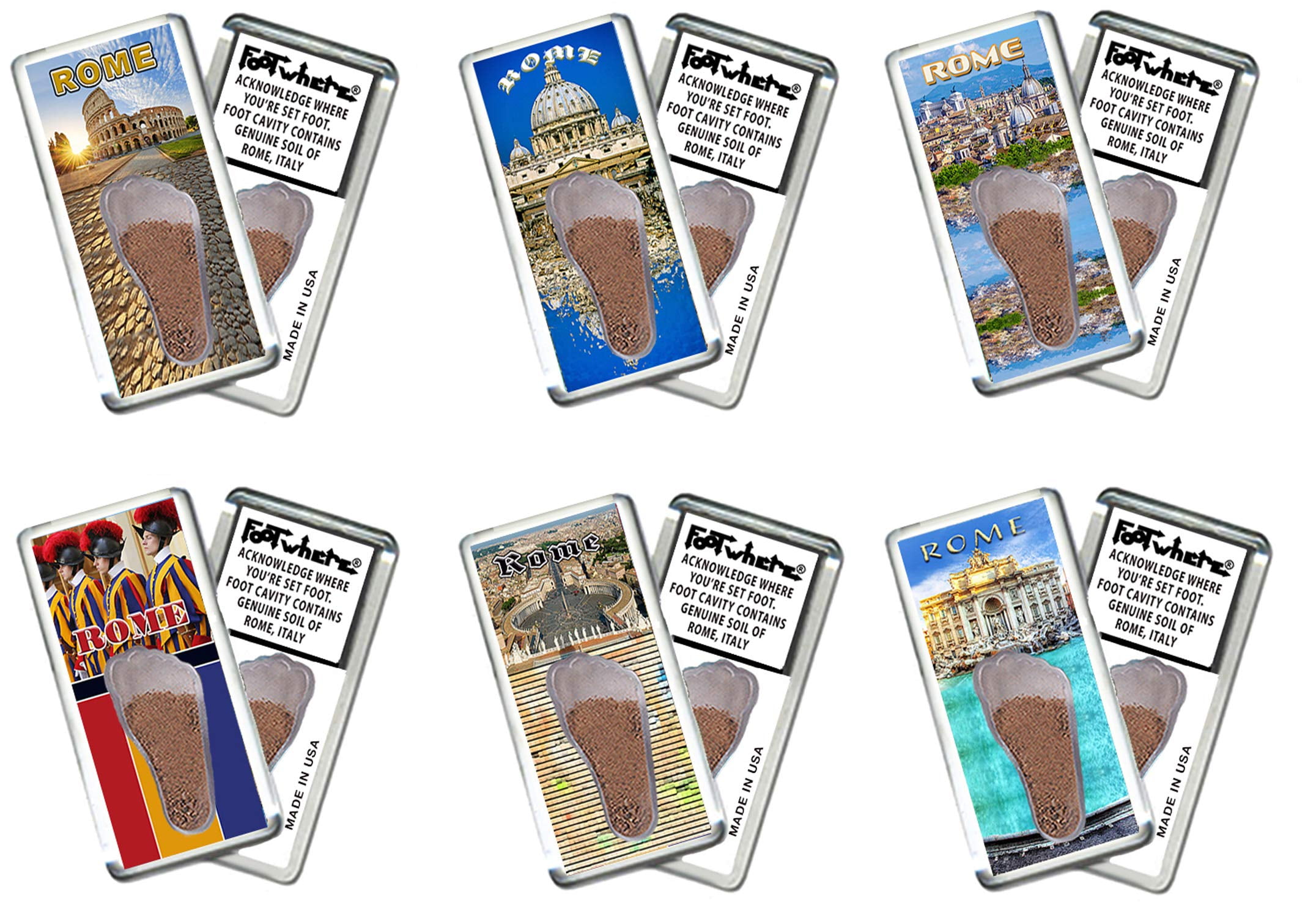 Rome, Italy FootWhere Fridge Magnets. 6 Piece Set. (RM200 - Assorted ...