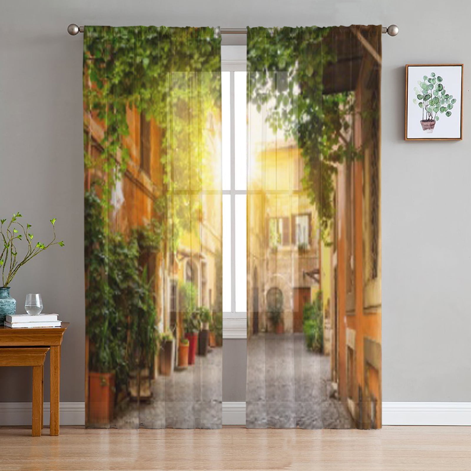 Rome Italy Roman Building Roma Old Street Chiffon Sheer Curtains for ...