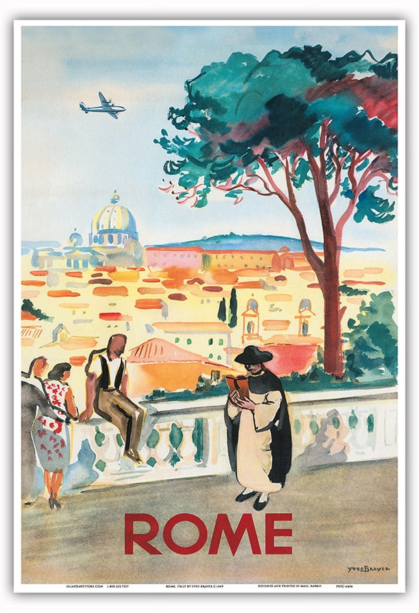 Rome Italy - St. Peters Basilica - Vintage Airline Travel Poster by ...