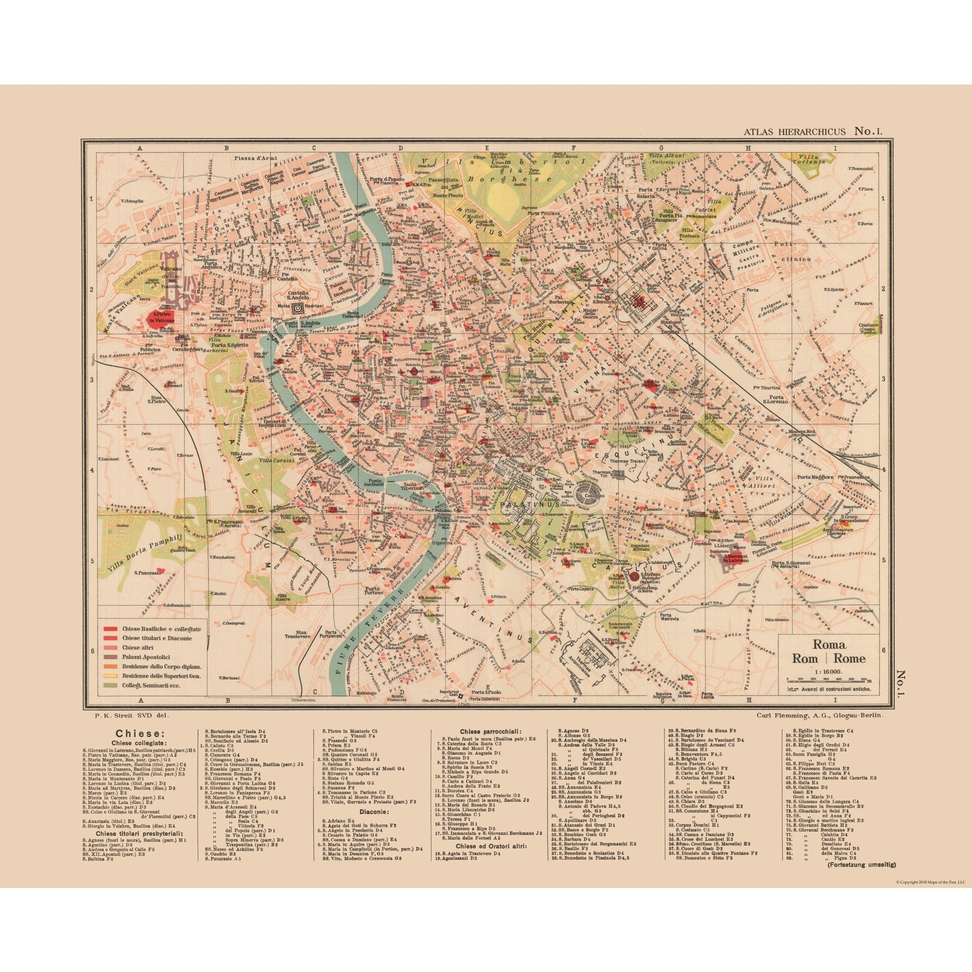 Historic Map - Rome Italy - Streit 1913 - Vintage Wall Art - Walmart.com