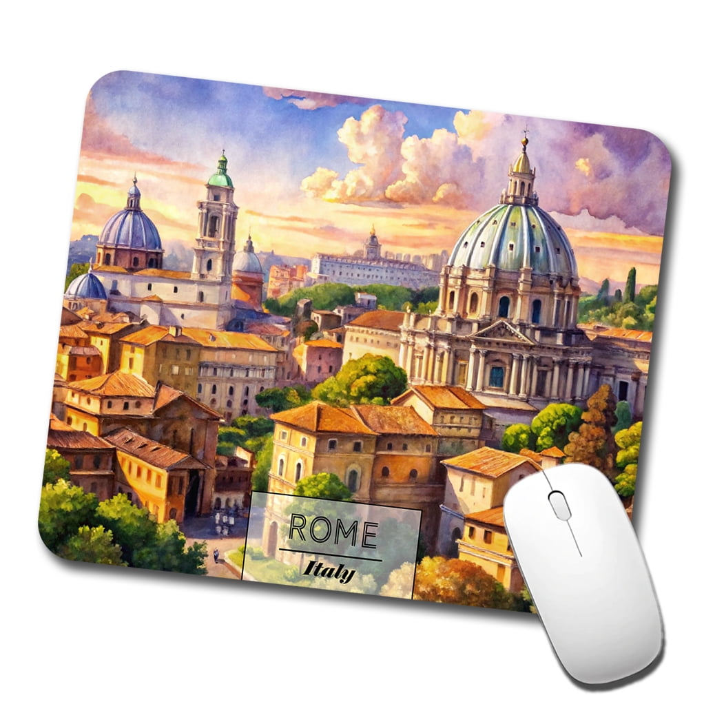 Rome Italy Travel City Watercolor Mouse Pad Low Profile Gaming Mat ...
