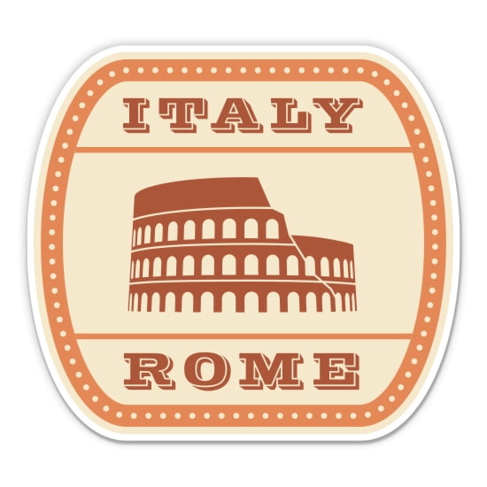 Rome Italy Travel Stamp - 3" Vinyl Sticker - For Car Laptop Water ...