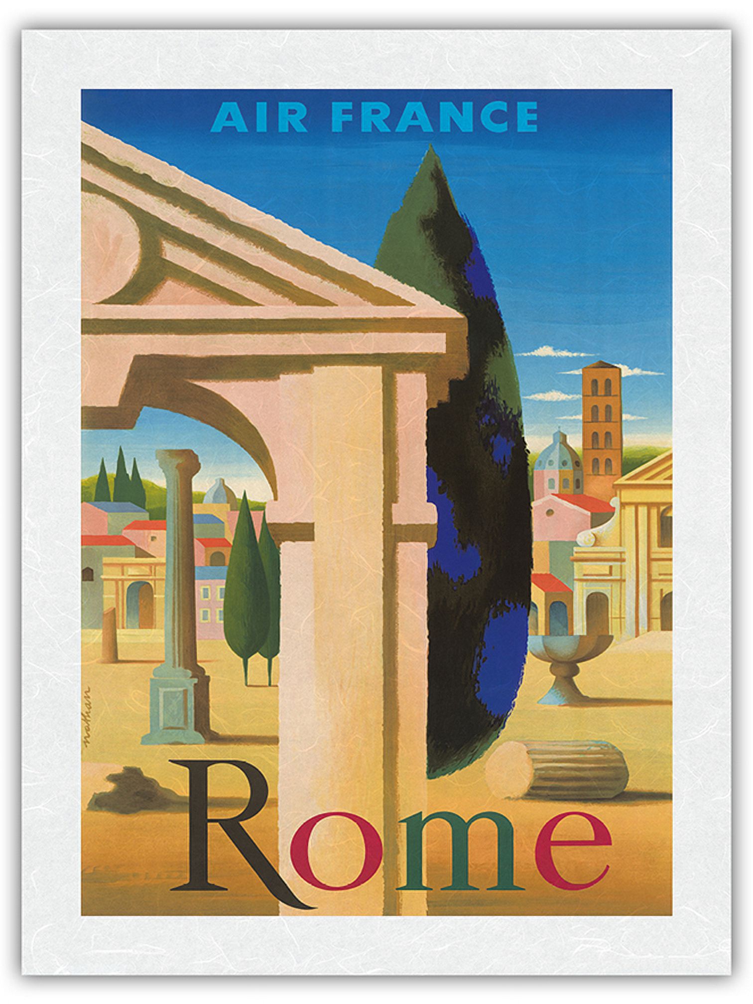 Rome Italy - Villa - France Via Appia - Vintage Airline Travel Poster ...