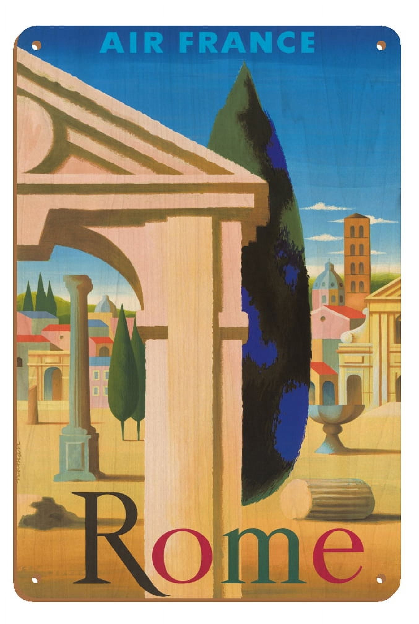 Rome Italy - Villa - France Via Appia - Vintage Airline Travel Poster ...