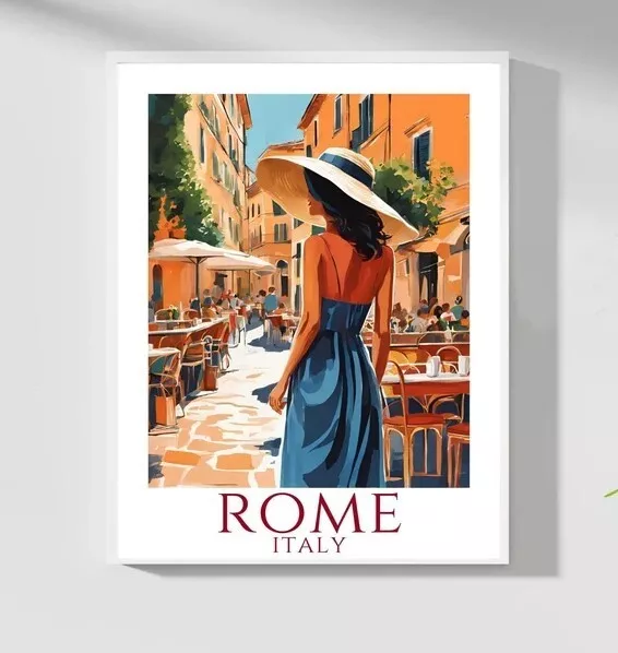 Rome Italy Wall Art, Rome Poster, Rome Streetscape Artwork NO FRAMED ...
