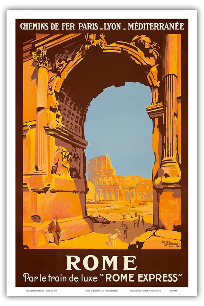 Rome Italy by Deluxe Train - Rome Express - PLM - Vintage Railroad Travel Poster by Roger ...