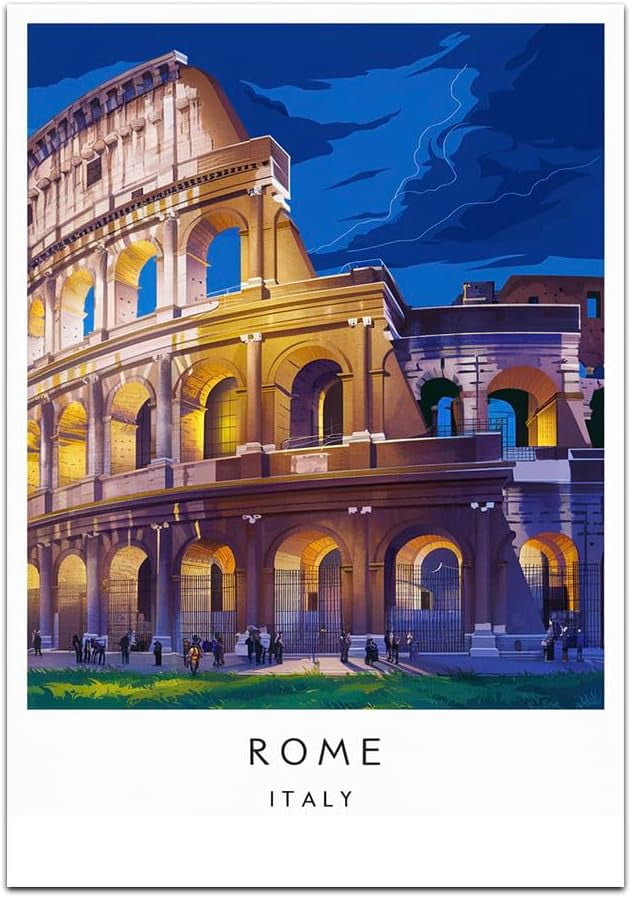 Rome Map Retro Style Travel Canvas, Rome Map Vintage Rustic Canvas ...