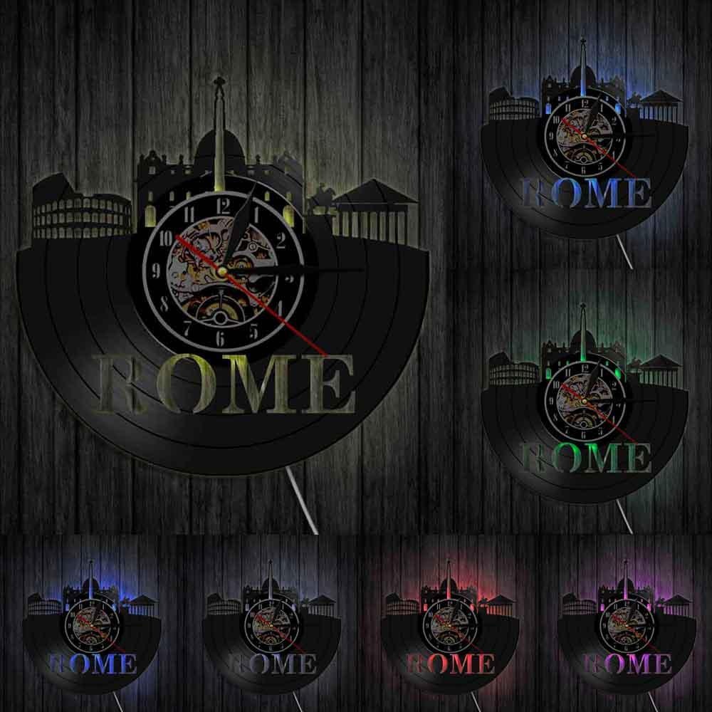 Rome Skyline Wall Clock Italy Capital Cityscape Vinyl Record Wall Clock ...