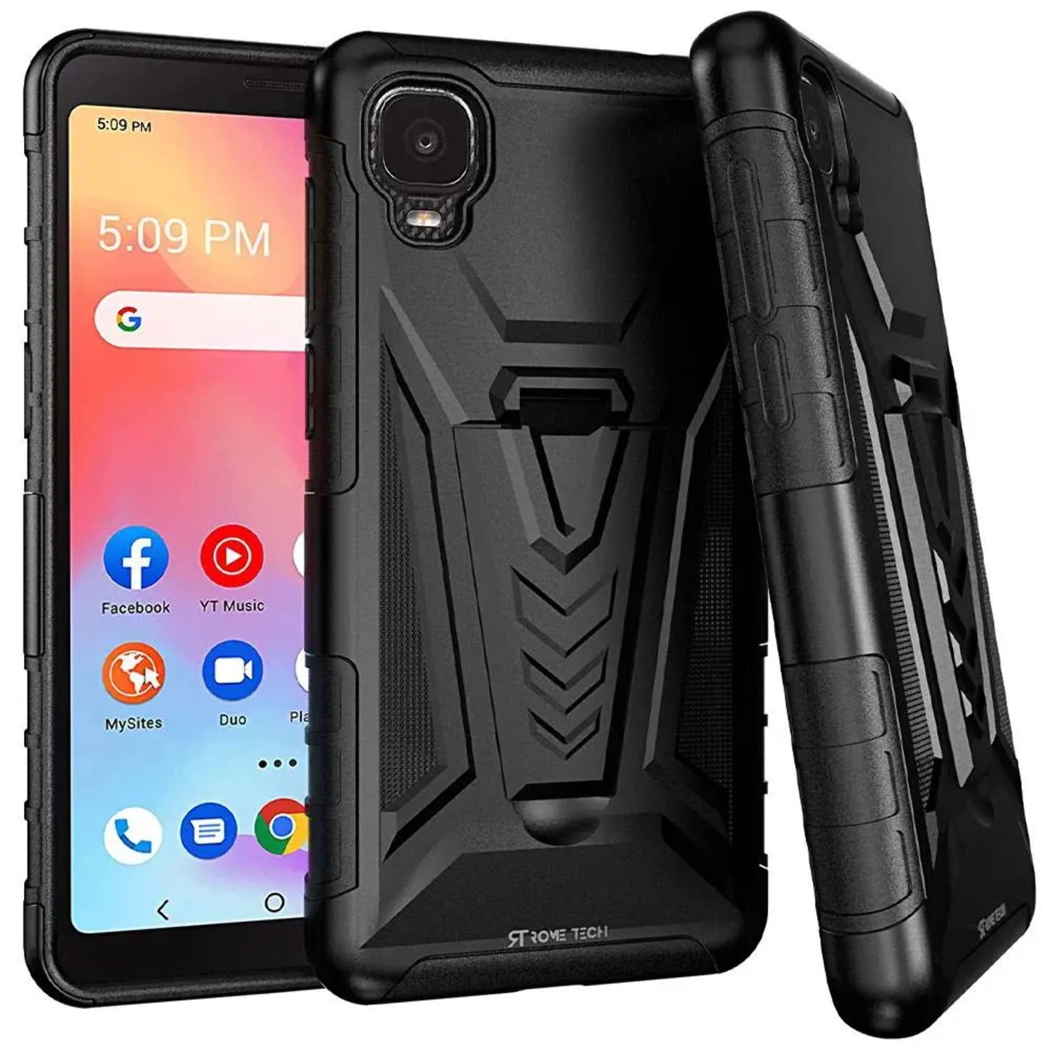 Rome Tech Belt Clip Holster Case for TCL A3/Ion Z | Black - Walmart.com