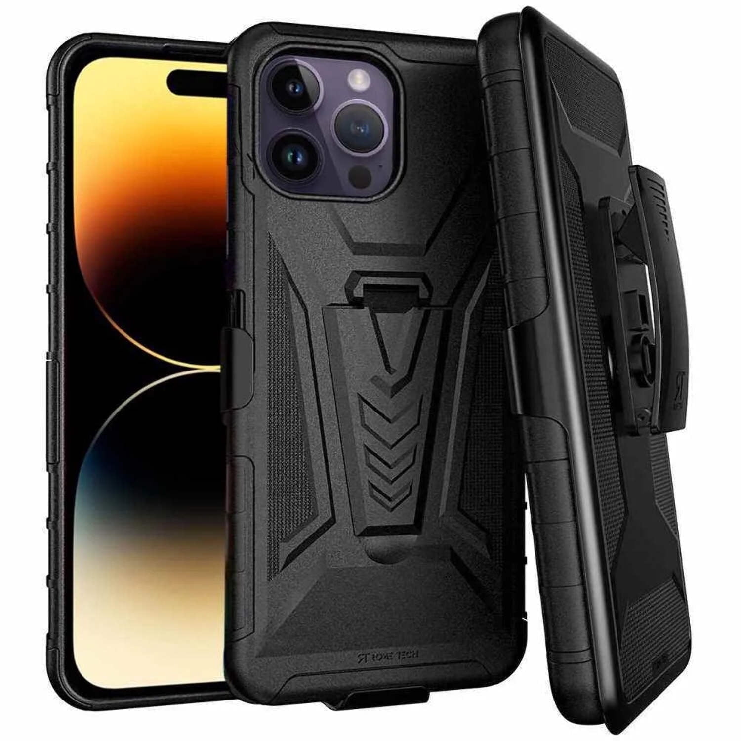 Rome Tech Shockproof Holster for iPhone 14 Pro - Dual Layer, Clip On ...