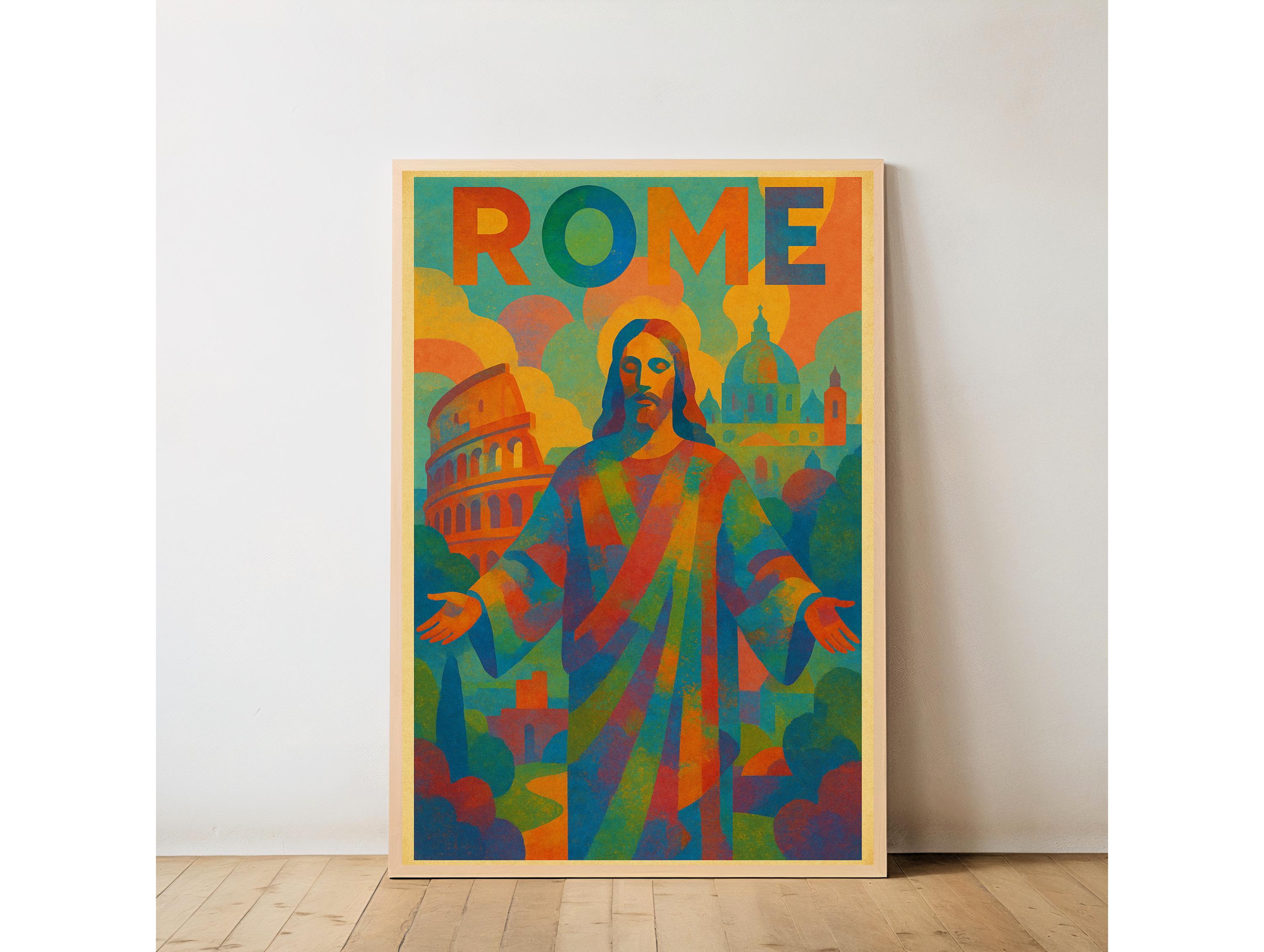 Rome Travel Poster: Vintage Church Christian Wall Art On Fine Art Paper ...