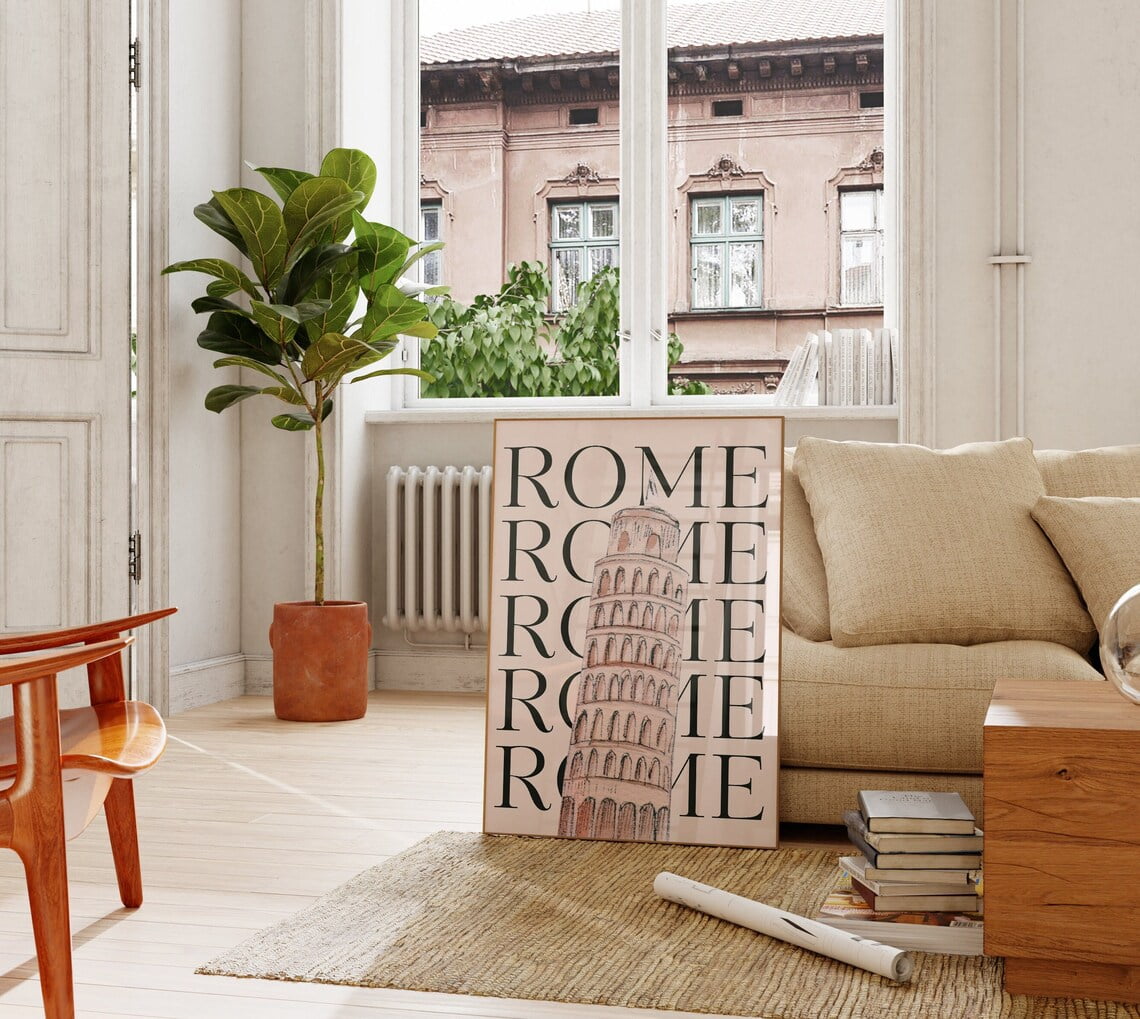 Rome Travel Print-Tower Of Pisa Poster-Cute Rome Italy Travel ...