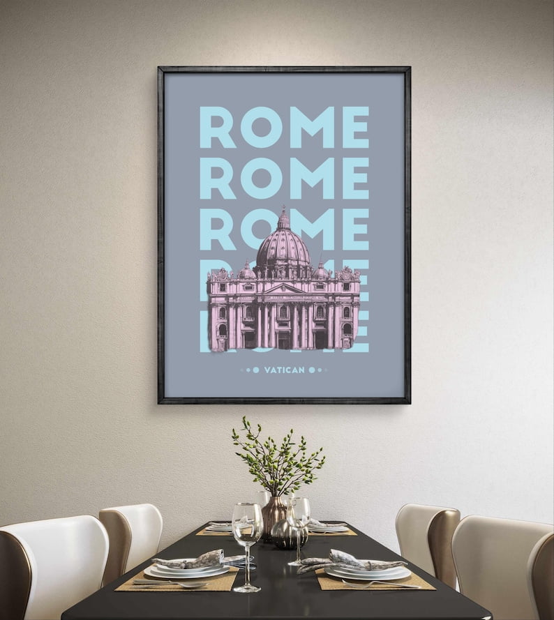 Rome Vatican Poster Download, St. Peter'S Basilica Minimal Art Print ...
