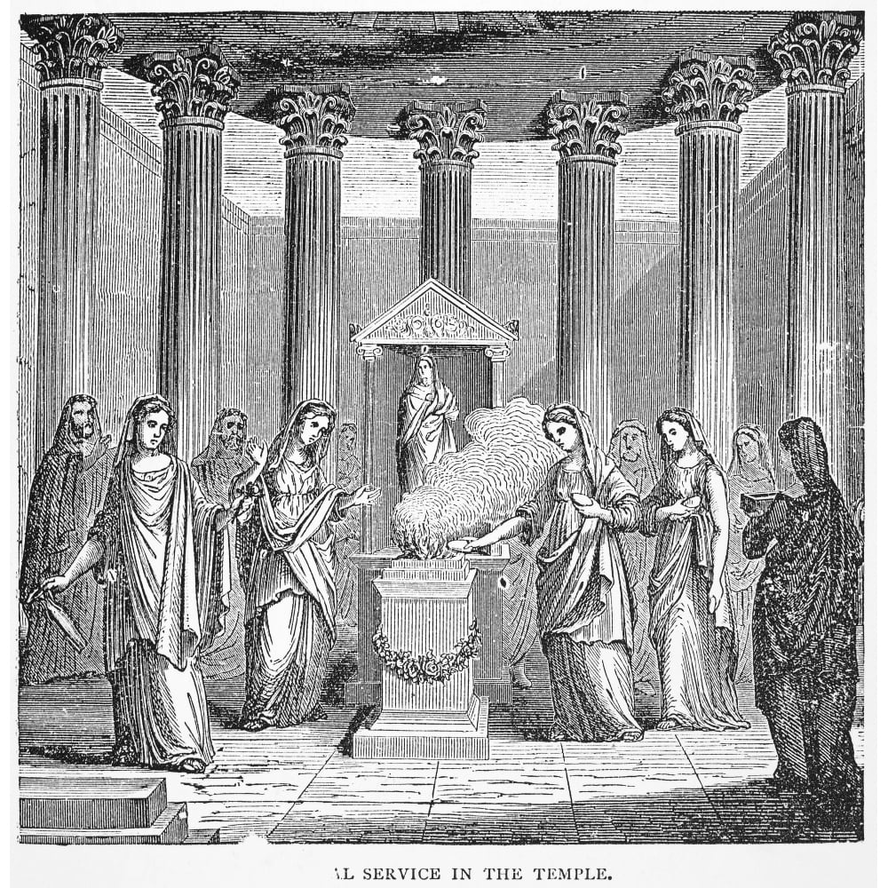Rome Vestal Virgins. Nthe Vestal Virgins Making An Offering In A Roman ...