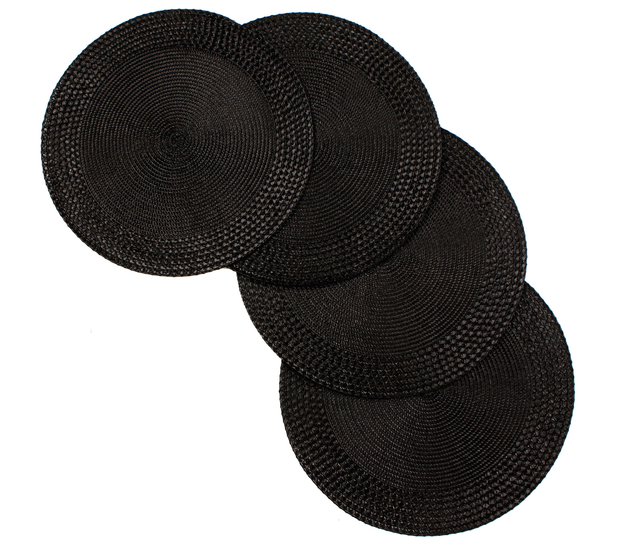 Rome Woven Braided Stitch Edge Table Placemats 15 Inches Round Set of 4 ...