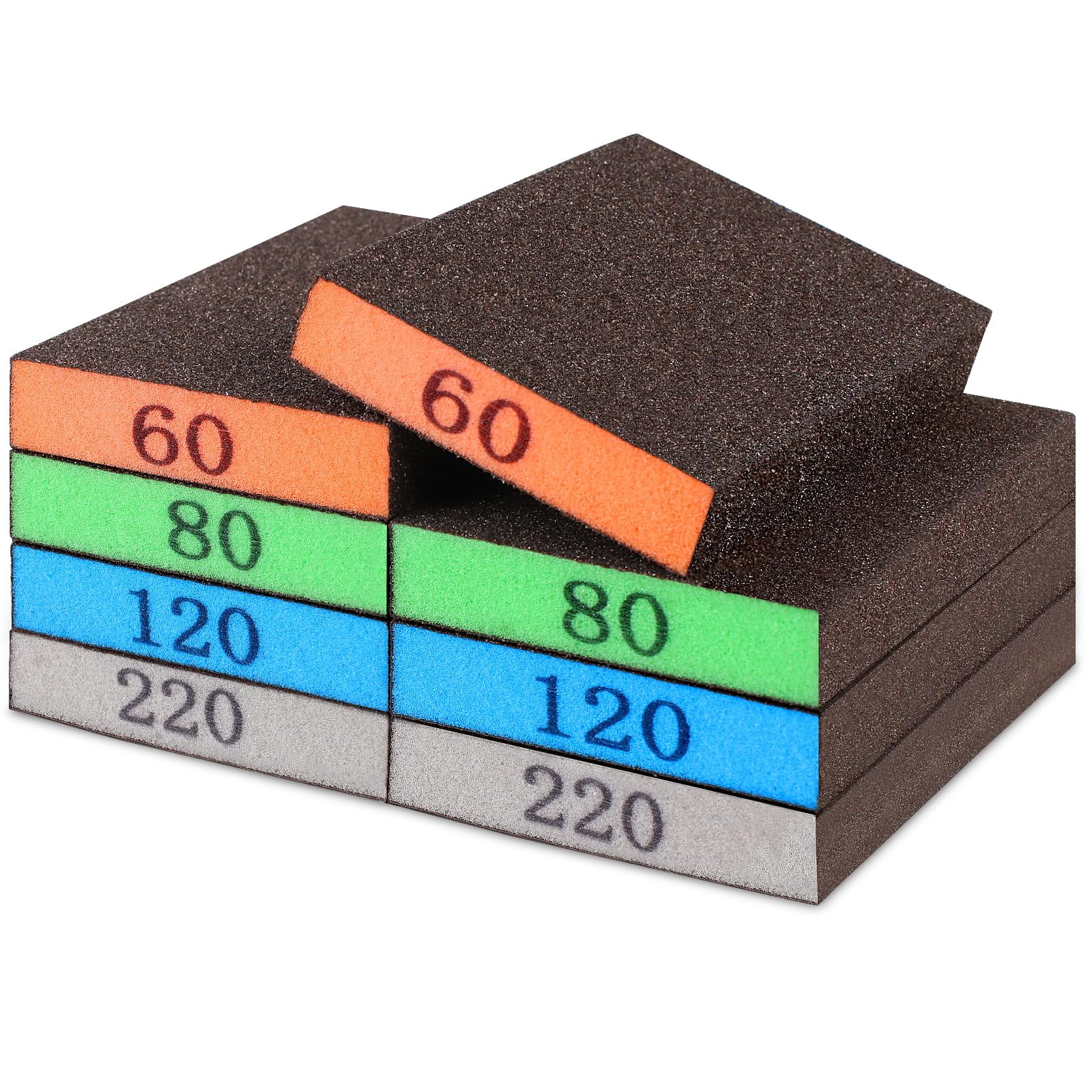 Romeda 8-Pack Sandpaper Block, Four Grits Per Pack 60/80/120/220 ...