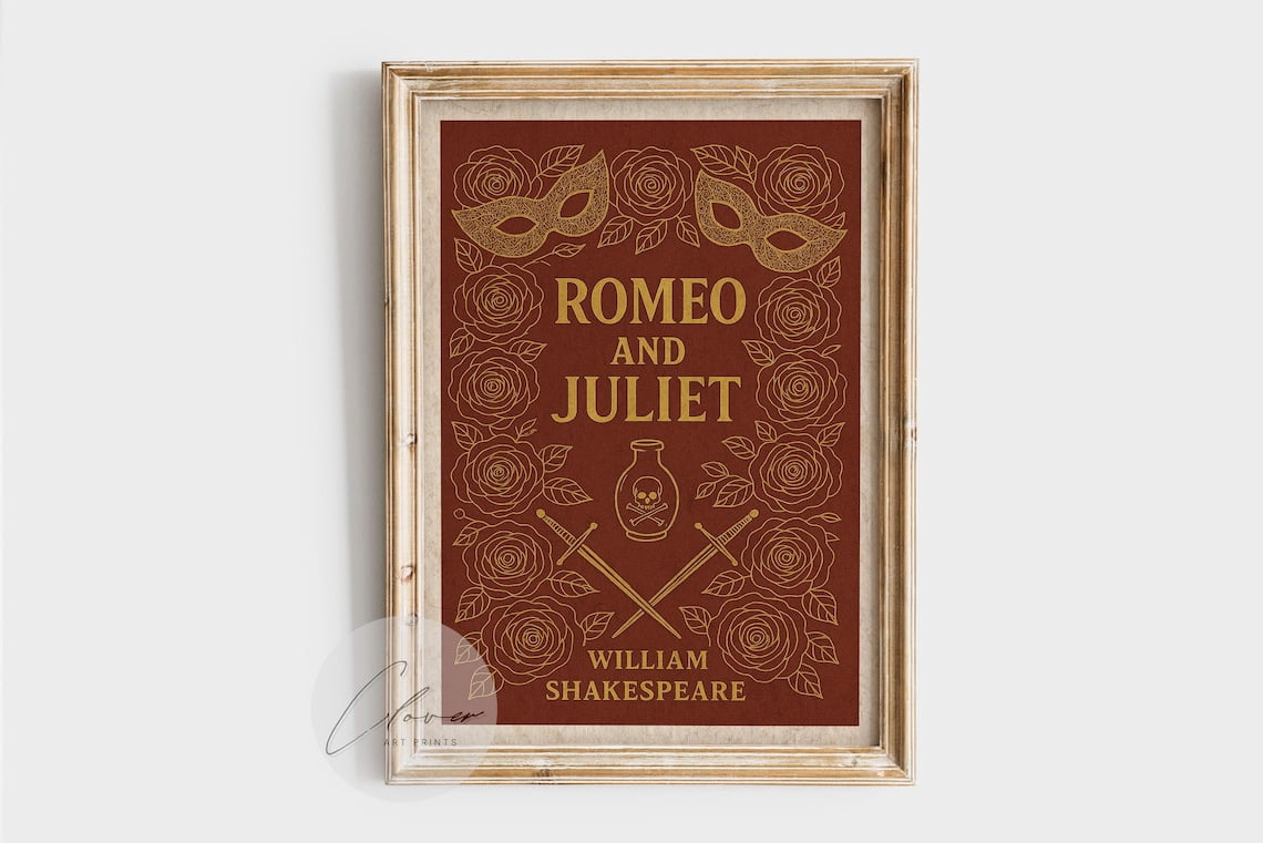 Romeo And Juliet Retro Book Cover Poster - Shakespeare Tragedy Poster ...