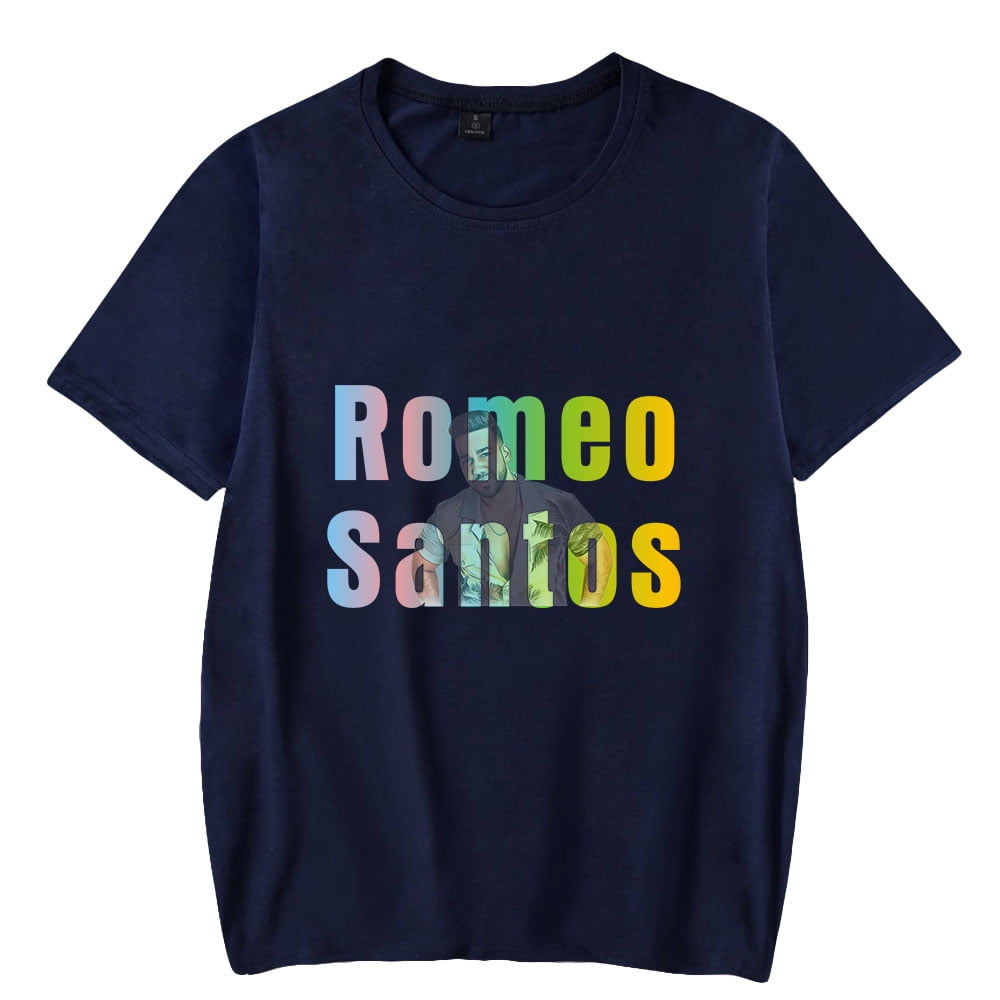 Romeo Santos Singer Merch Letter T-shirt Women Men Casual Short Sleeve Tee - Walmart.com