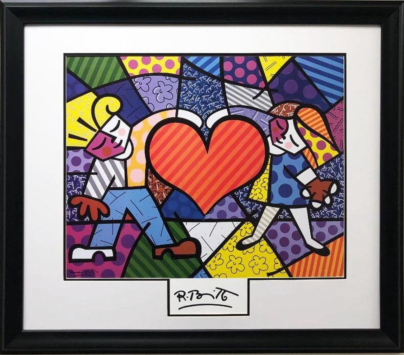 Romero Britto "Heart Kids" (lg) NEWLY CUSTOM FRAMED Art Print Generic ...