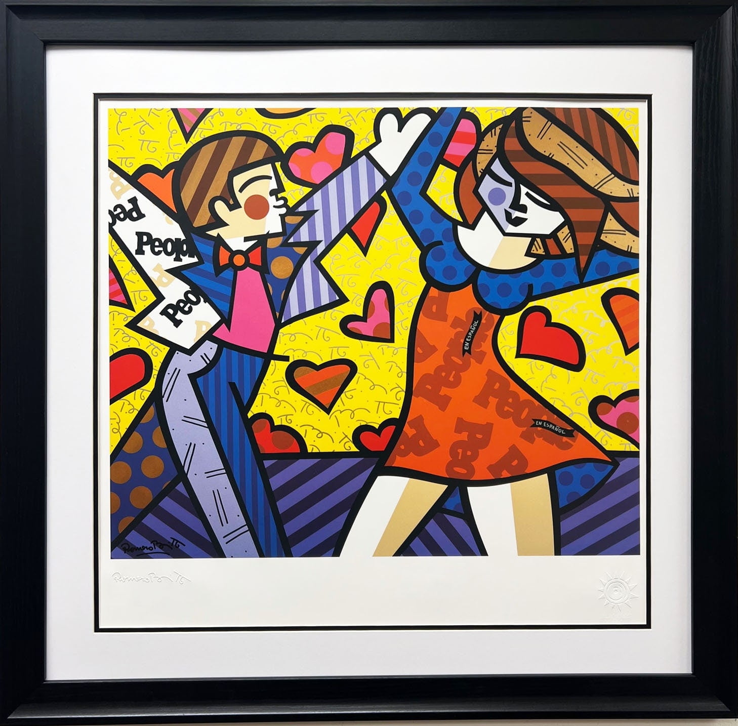 Romero Britto "People in Espanol" Newly Custom Framed Pop Art Rare Out of Print Generic ...