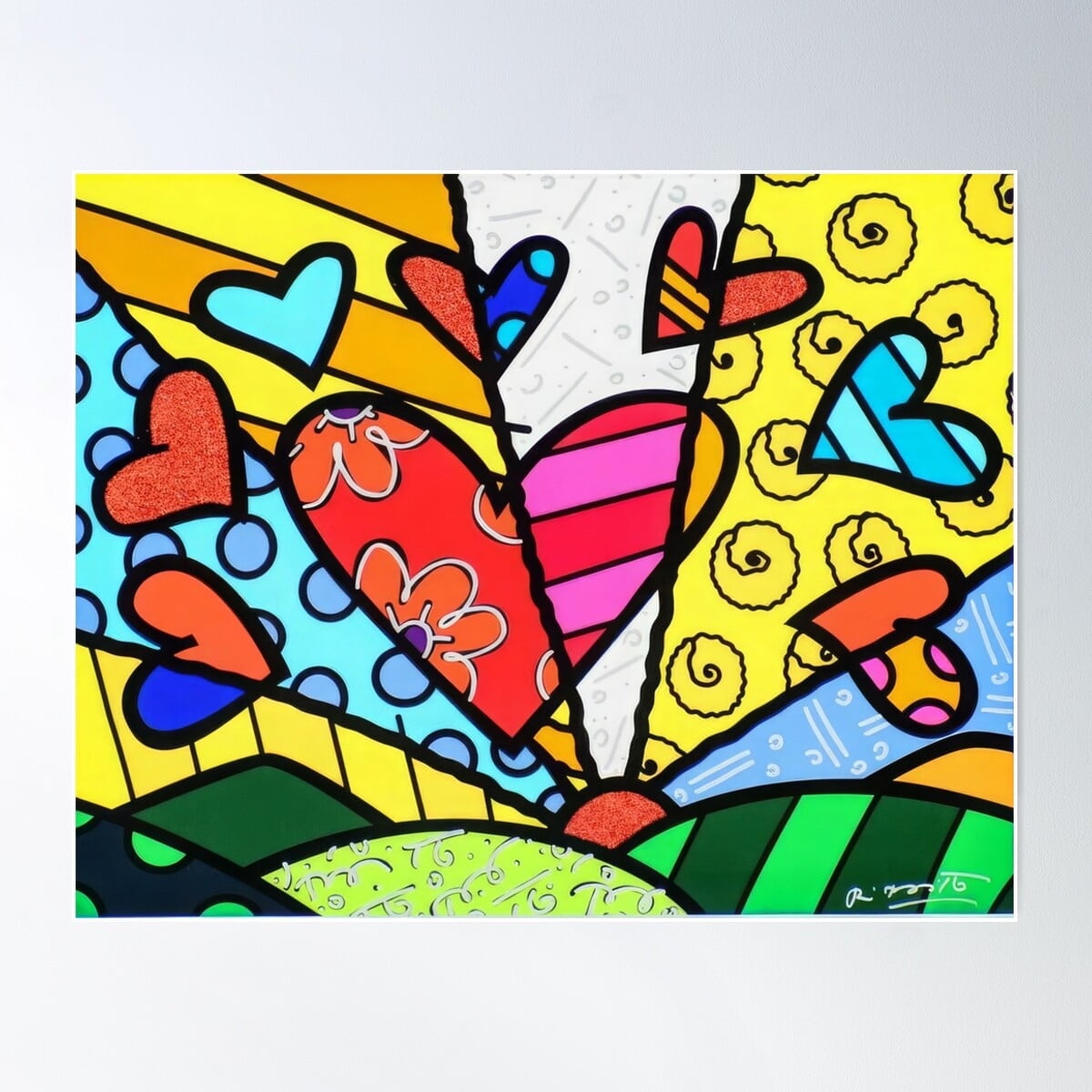 Romero Britto Poster Wall Art, UNFRAMED PAPER POSTER, Home Decor ...
