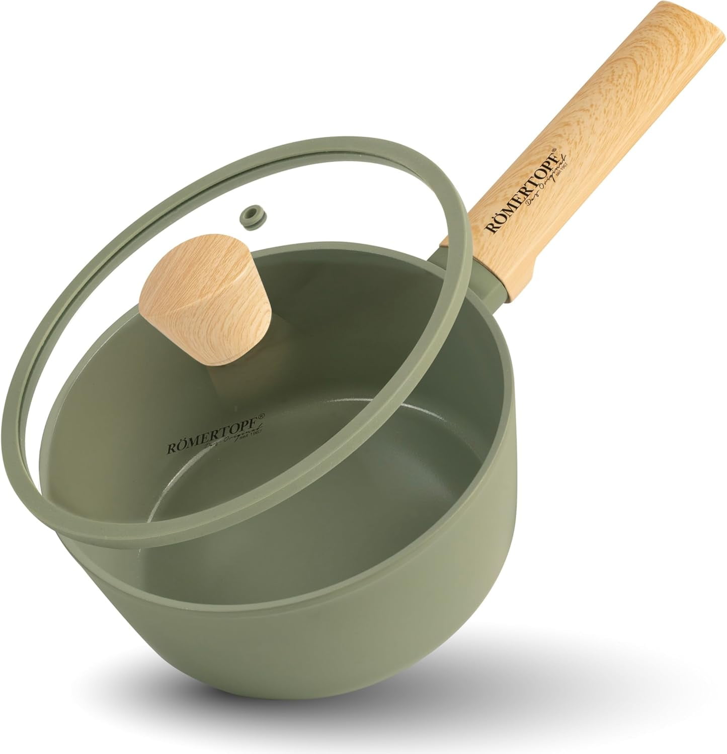 Romertopf 1.8QT Sauce Pan with Lid – Small Pot 7 Inch Non Stick Ceramic ...