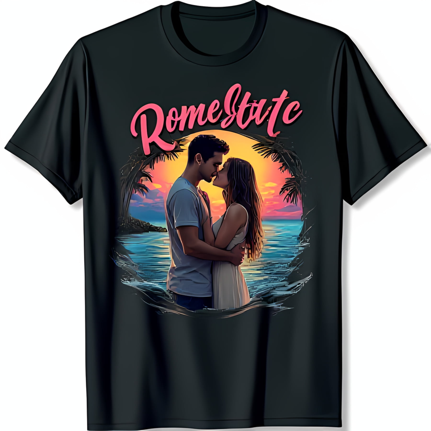 Romestate Black T-Shirt with Bold Chest Graphic for Beach Lovers ...