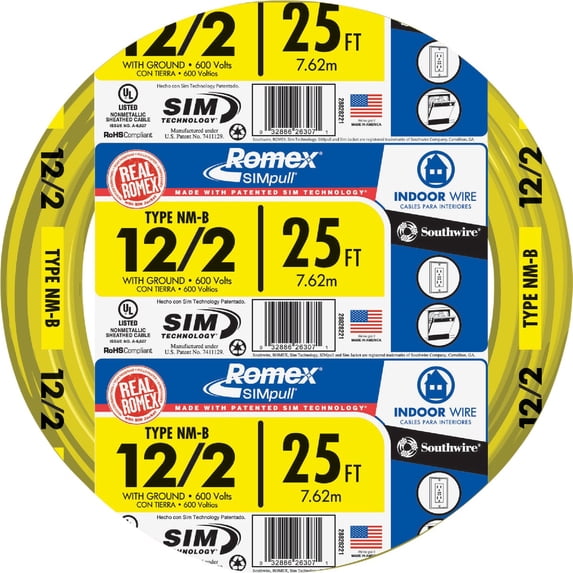 Romex 12/2 NMW/G Electrical Wire - Single Pack - Walmart.com