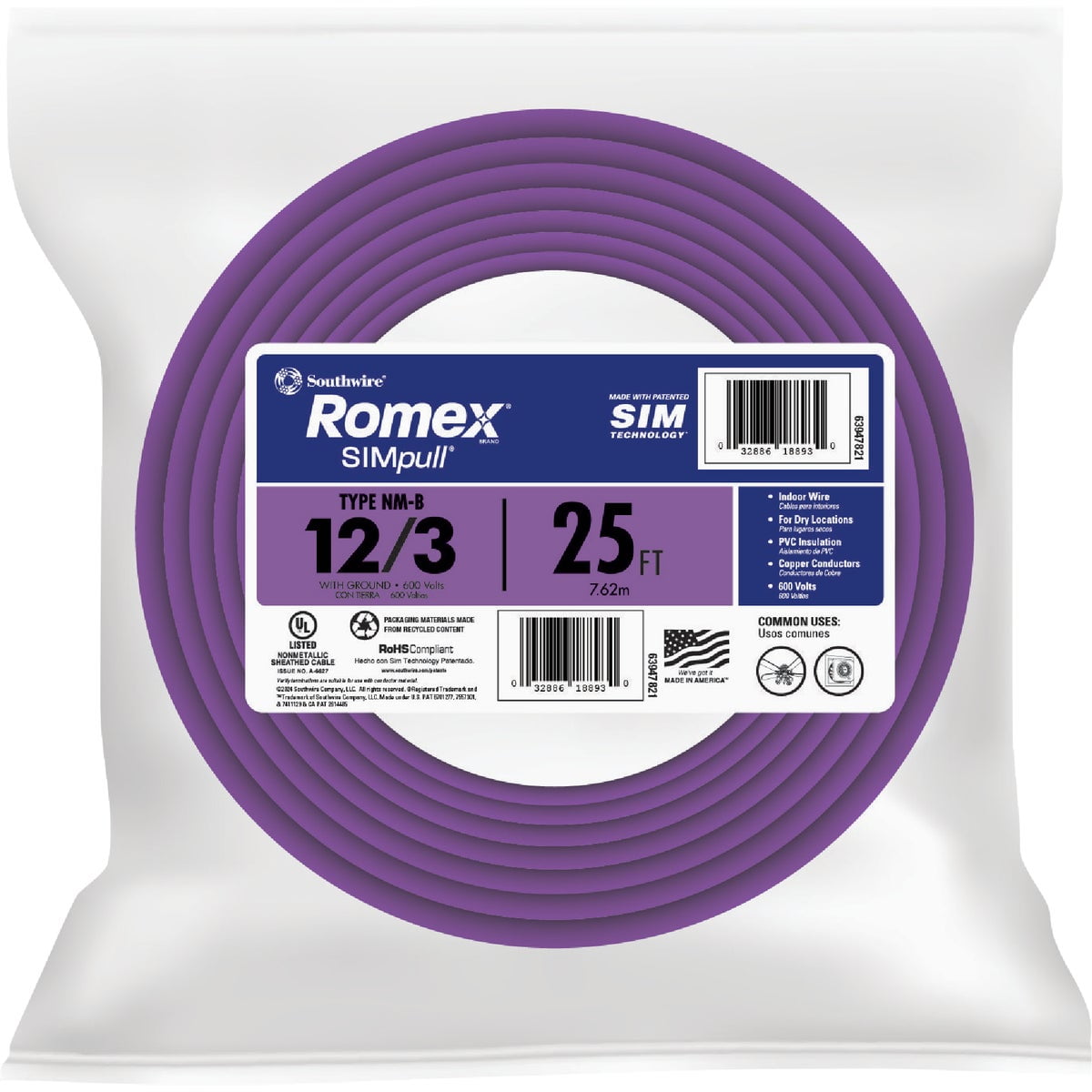 Romex 25 Ft 12 3 Solid Yellow Nmw G Electrical Wire Walmart