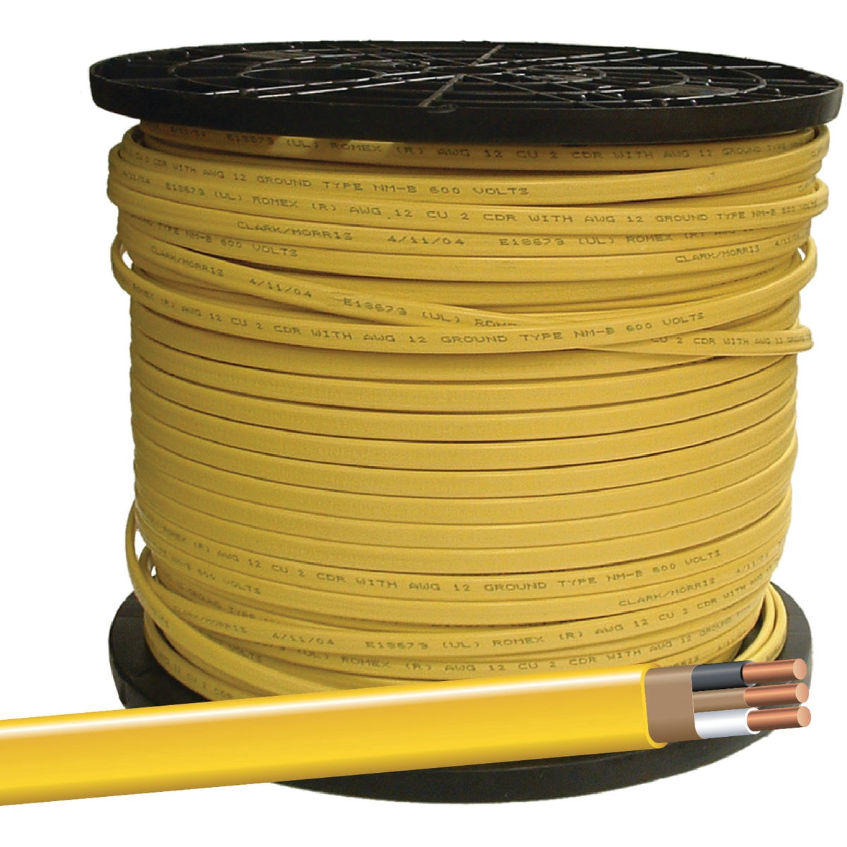 Romex Nm-B Non-Metallic Sheathed Cable With Ground, 12/2, 1000 Ft. Per ...