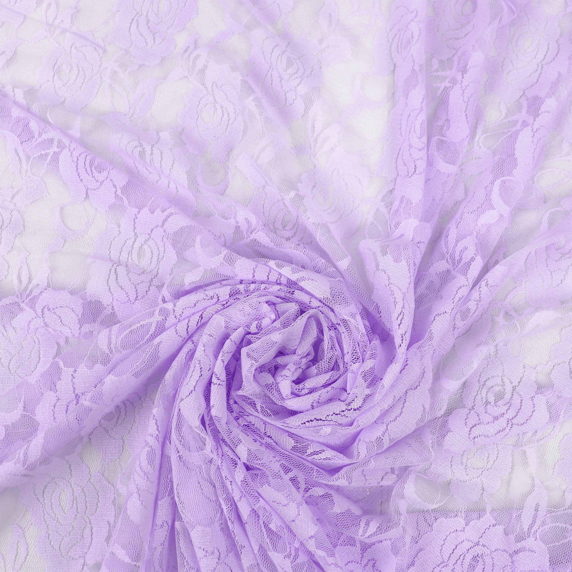 Romex Textiles Nylon Spandex Lace Fabric with Rose Design - Lilac Light ...