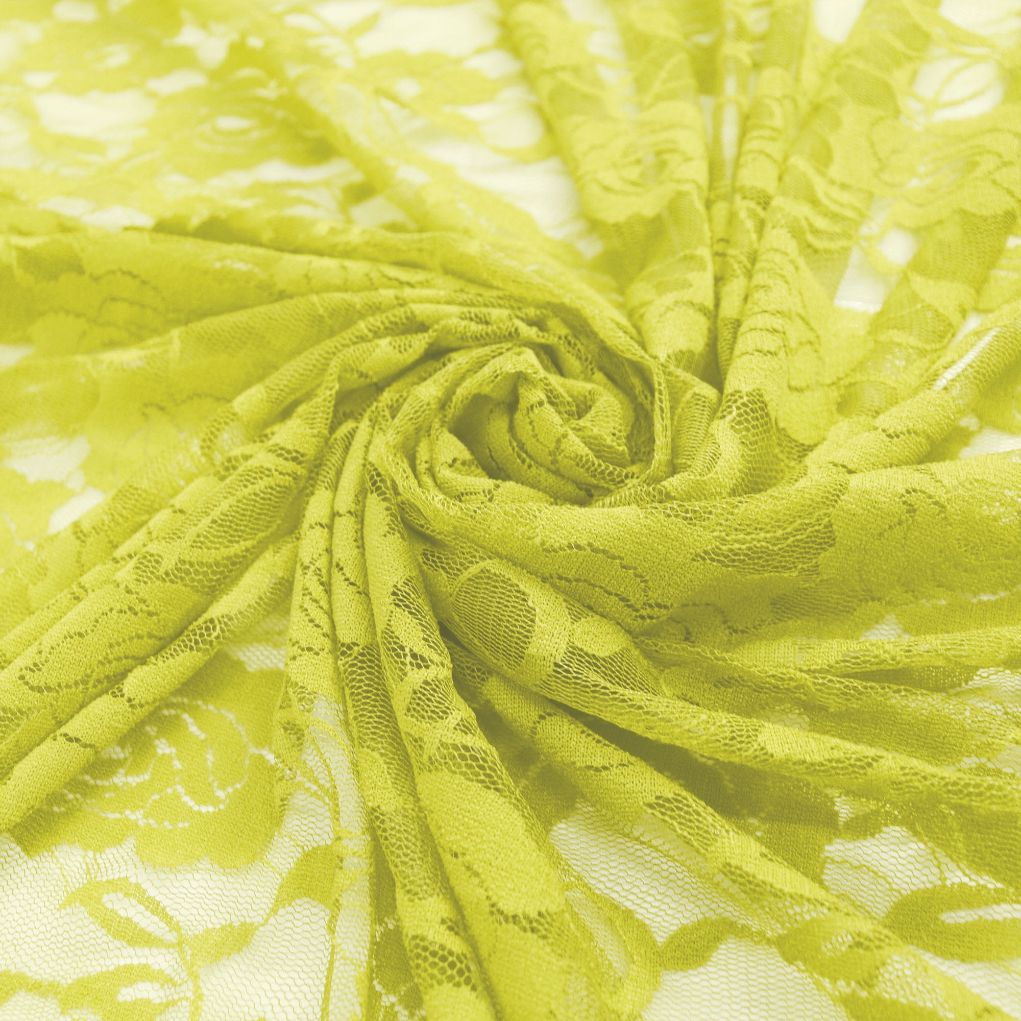 Romex Textiles Nylon Spandex Lace Fabric with Rose Design - Neon Yellow ...