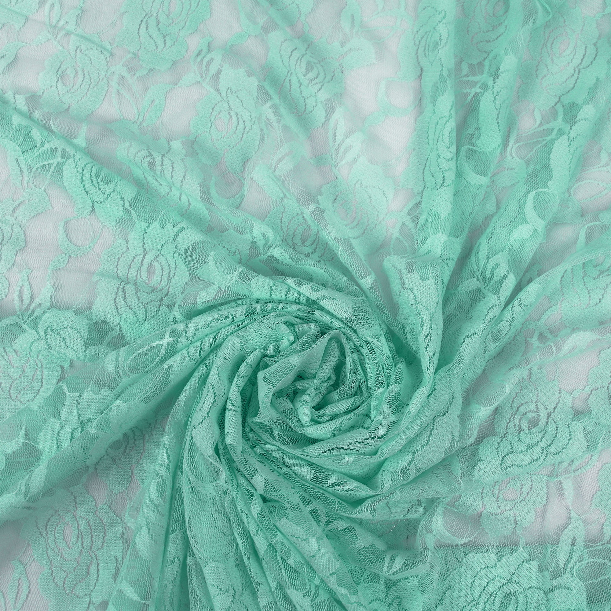 Romex Textiles Nylon Spandex Lace Fabric with Rose Design - Seafoam ...