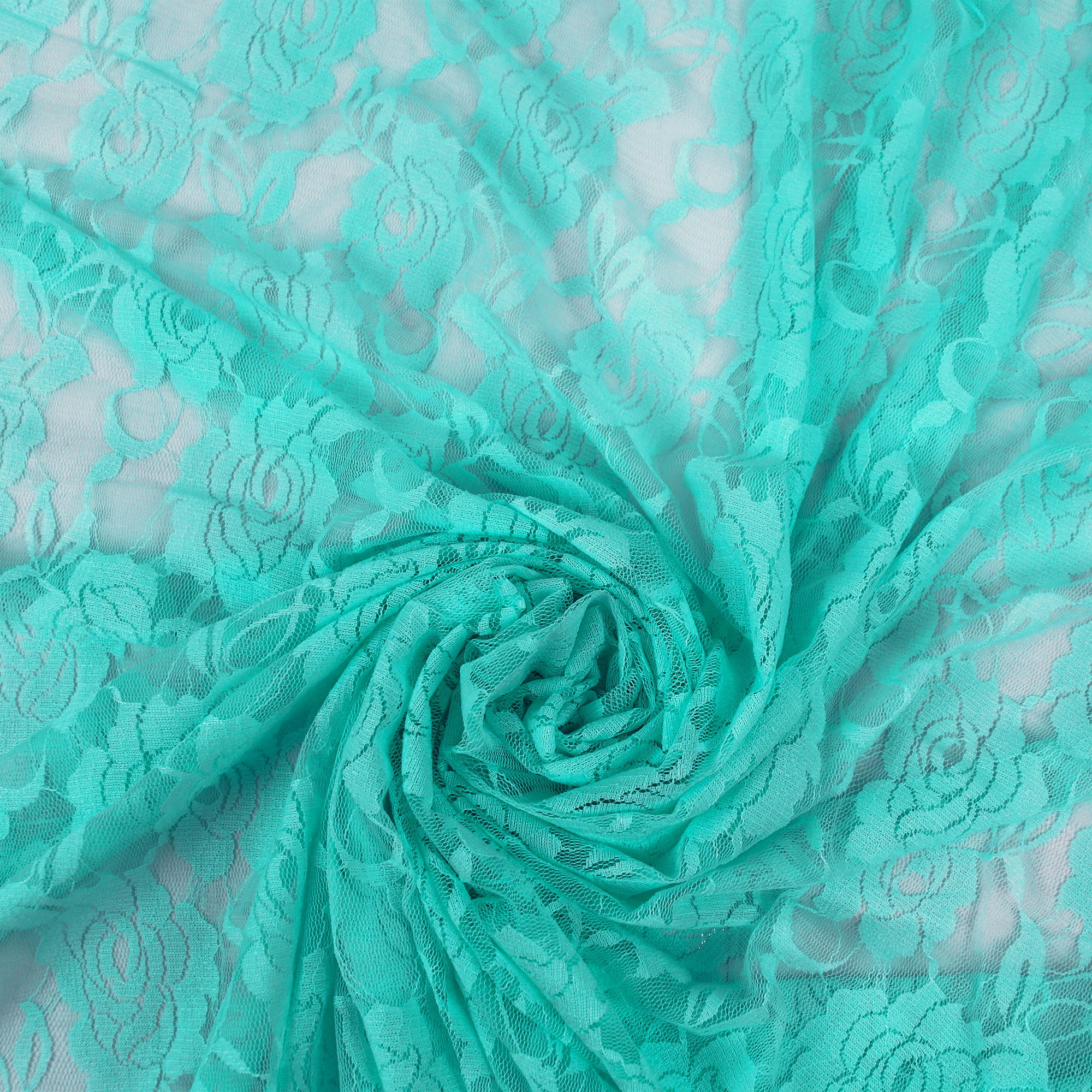 Romex Textiles Nylon Spandex Lace Fabric with Rose Design - Seafoam ...