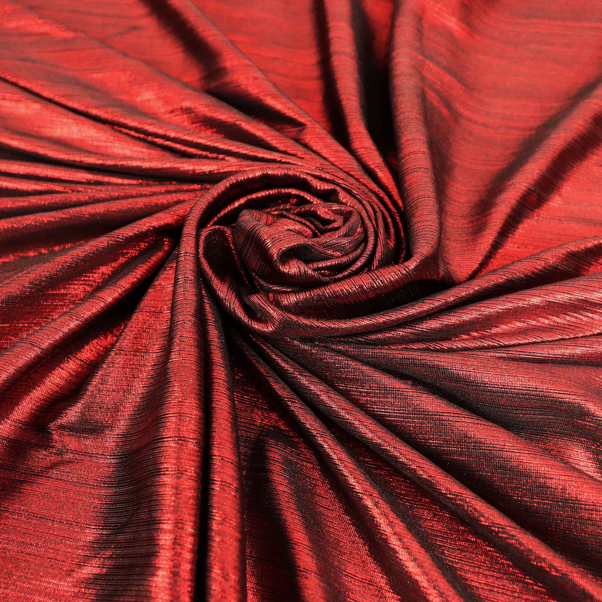 Romex Textiles Polyester Spandex Knit Fabric with Laminated Shine - Red ...