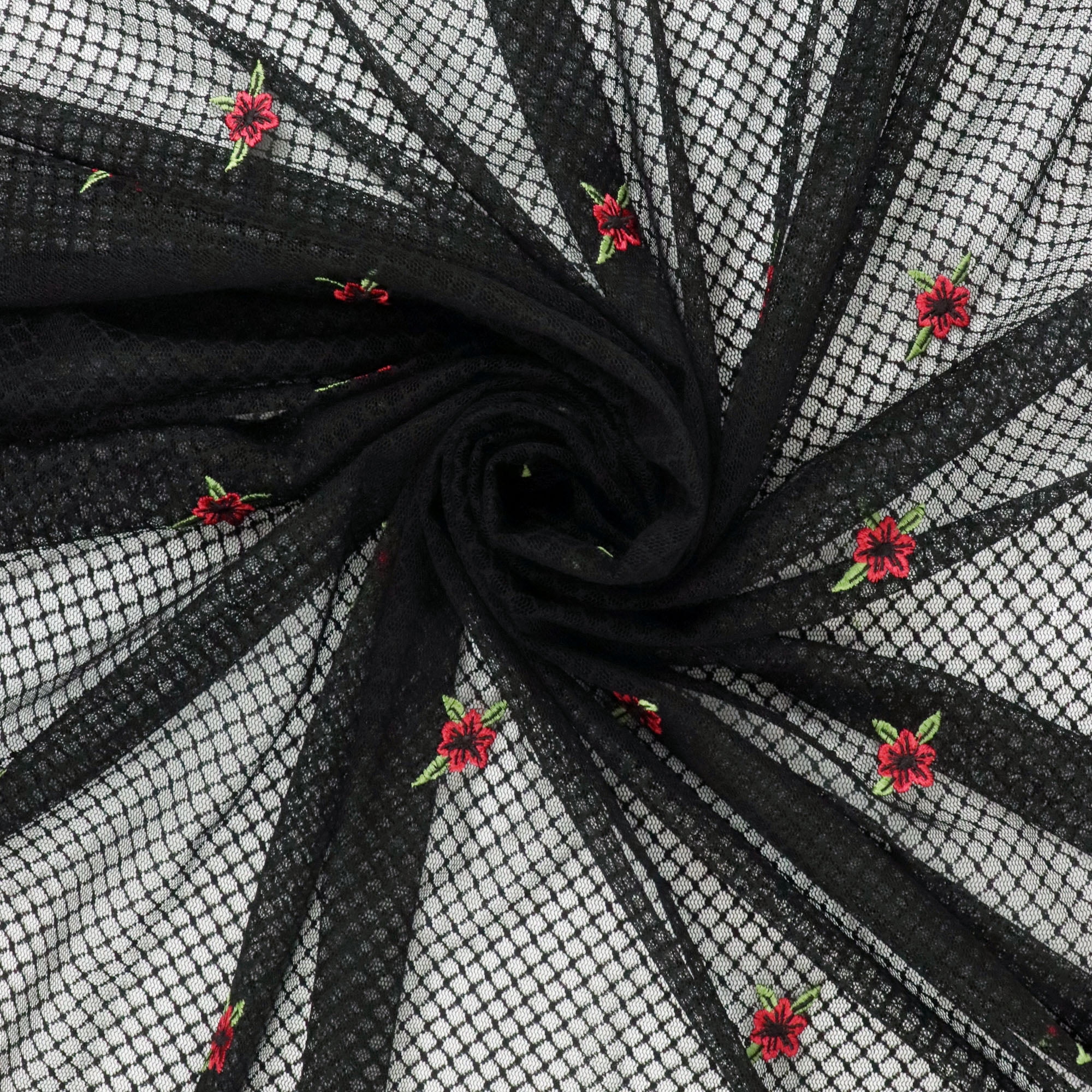 Romex Textiles Polyester Spandex Precut Mesh Fabric with Ditsy Flower ...