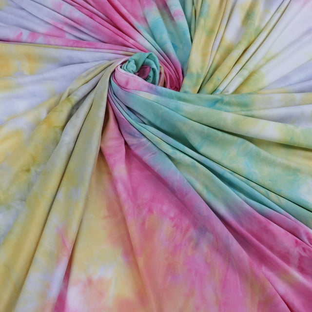 Romex Textiles Polyester Spandex Tie-Dye Knit Fabric - Yellow/Aqua/Pink ...
