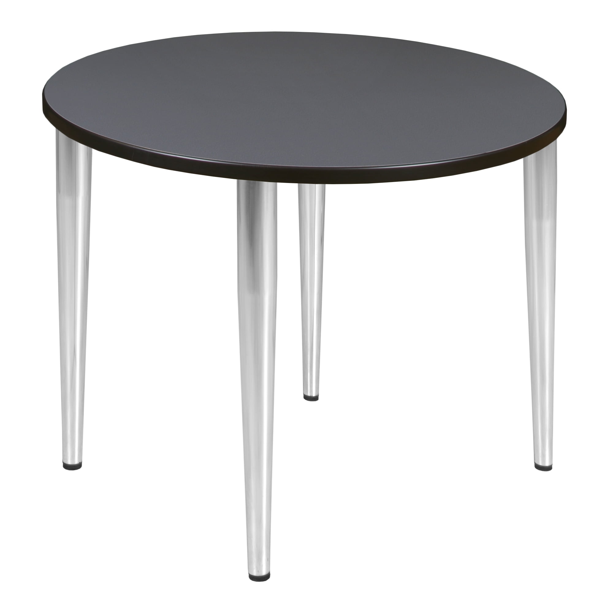 Romig Arco 36 in. Round Breakroom Table- Grey Top, Chrome Tapered Legs ...