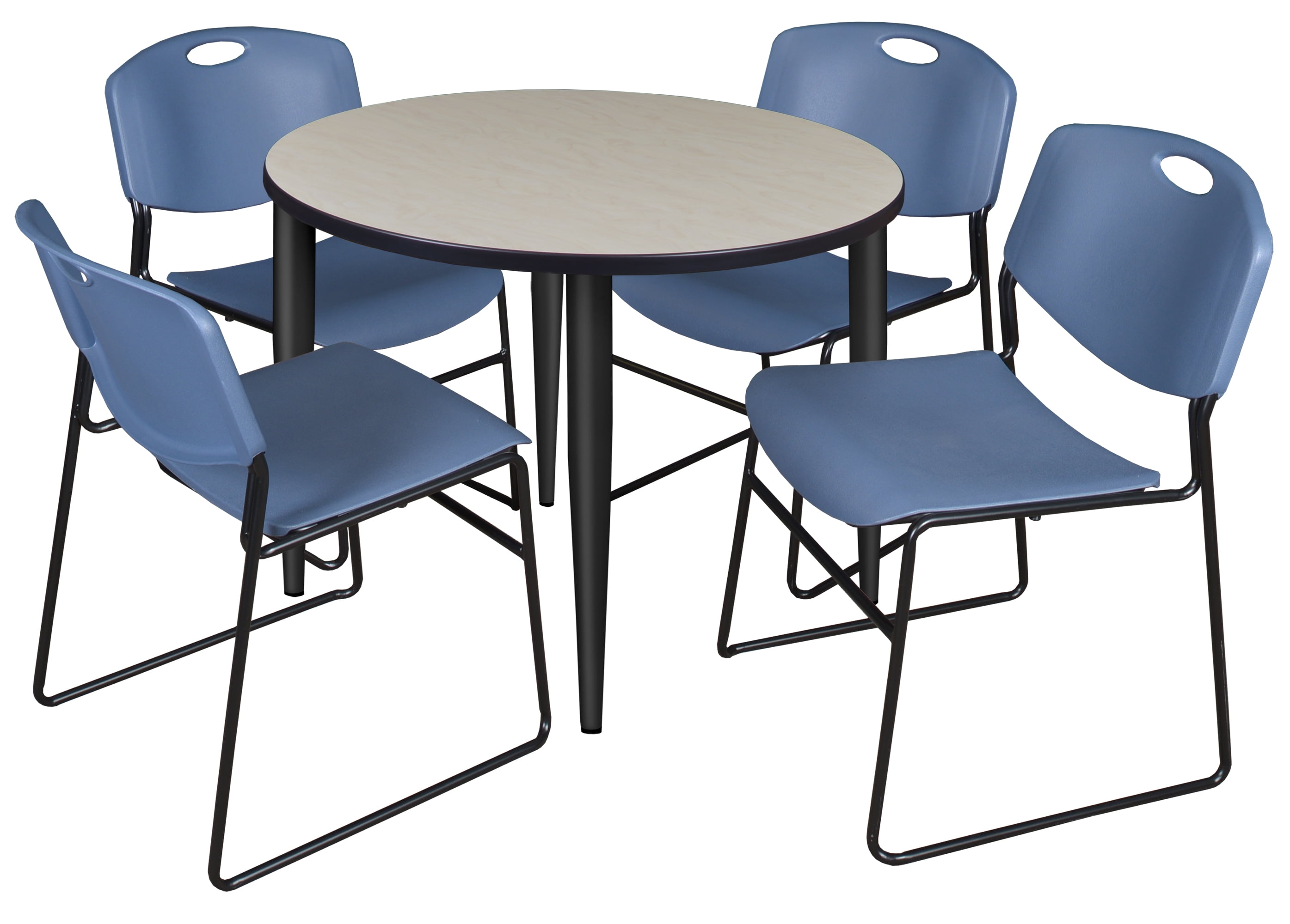 Romig Arco 36 in. Round Breakroom Table- Maple Top, Black Base & 4 Zeng ...
