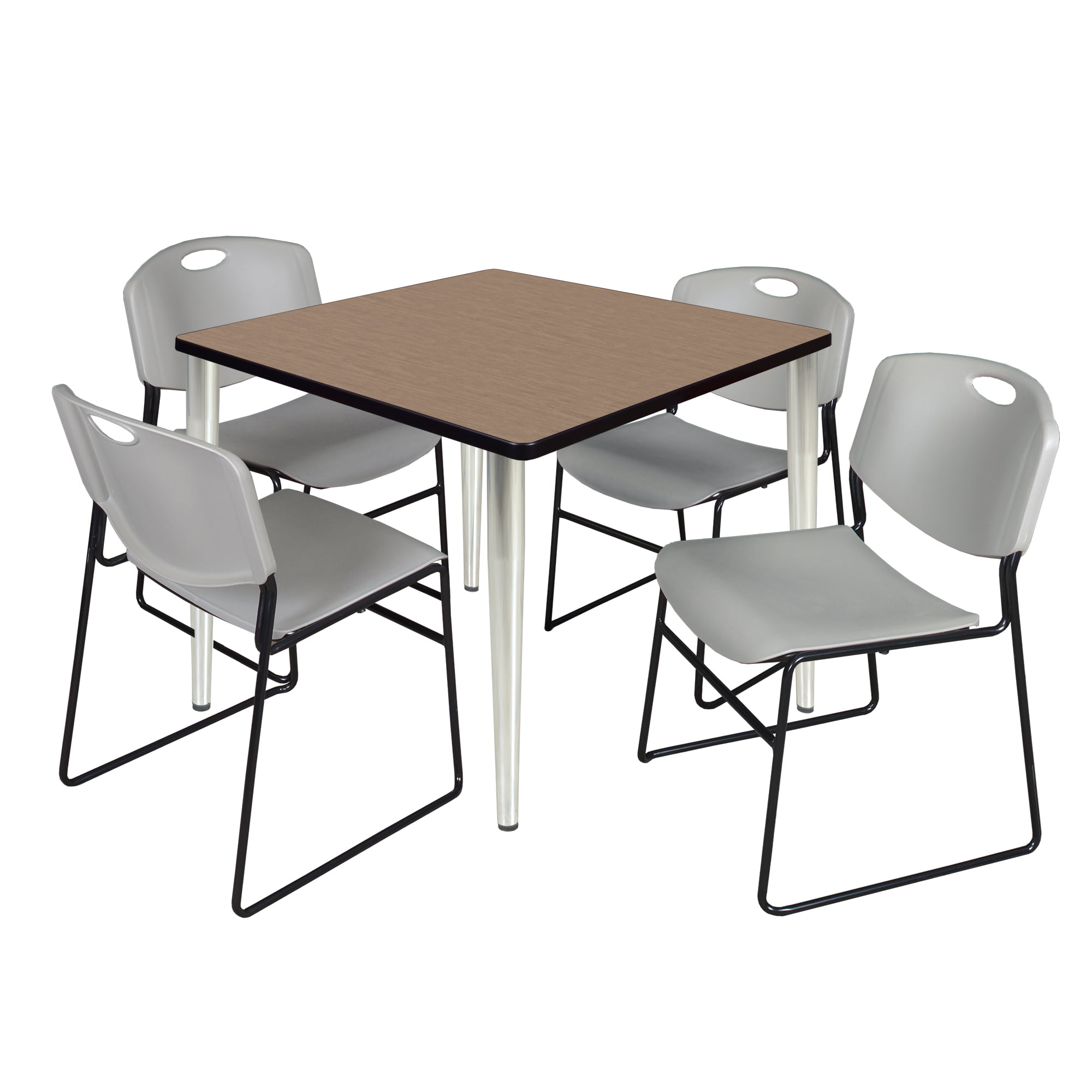 Romig Arco 36 in. Square Breakroom Table- Noble Oak Top, Chrome Base ...