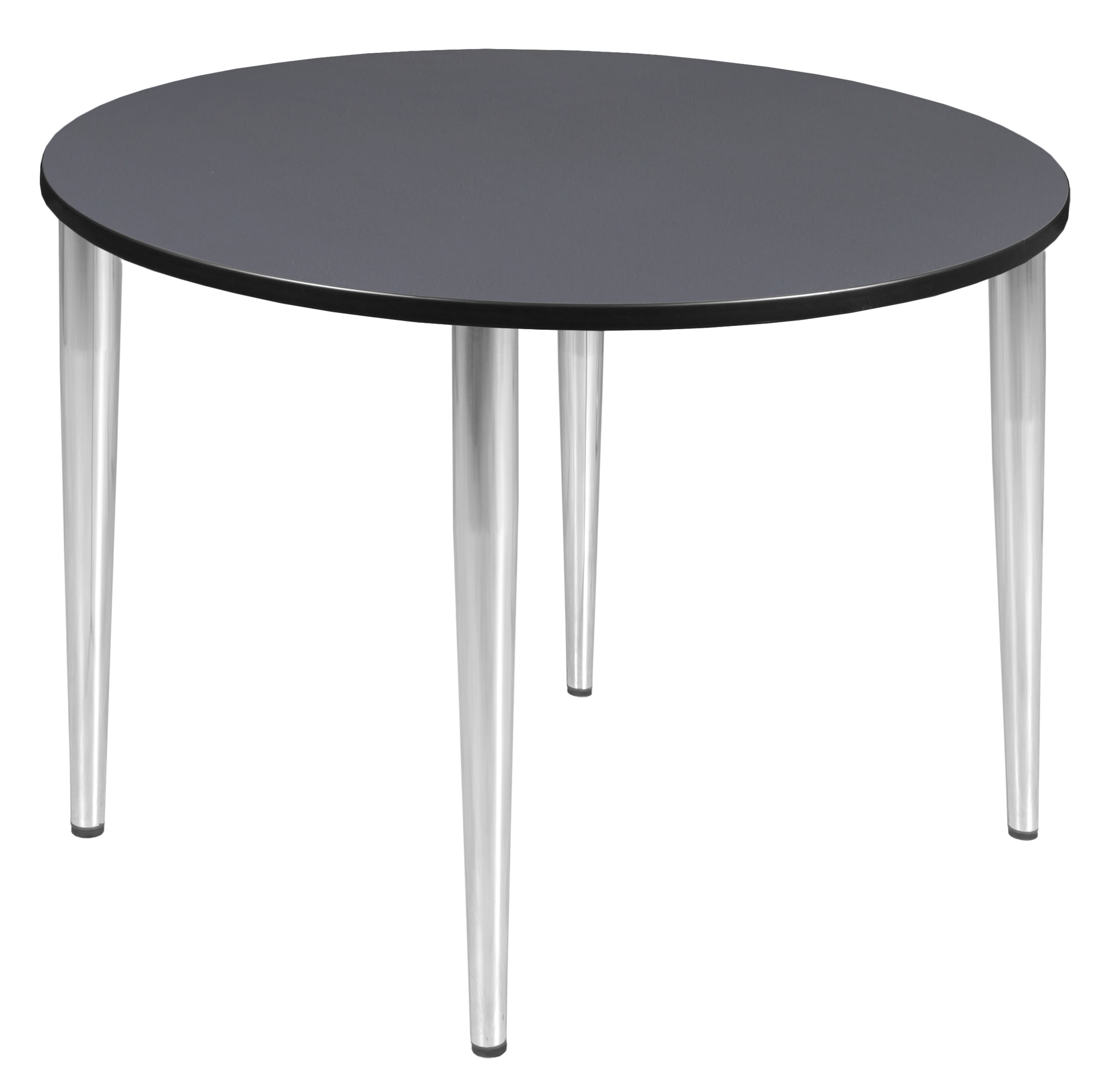 Romig Arco 48 in. Round Breakroom Table- Grey Top, Chrome Tapered Legs ...